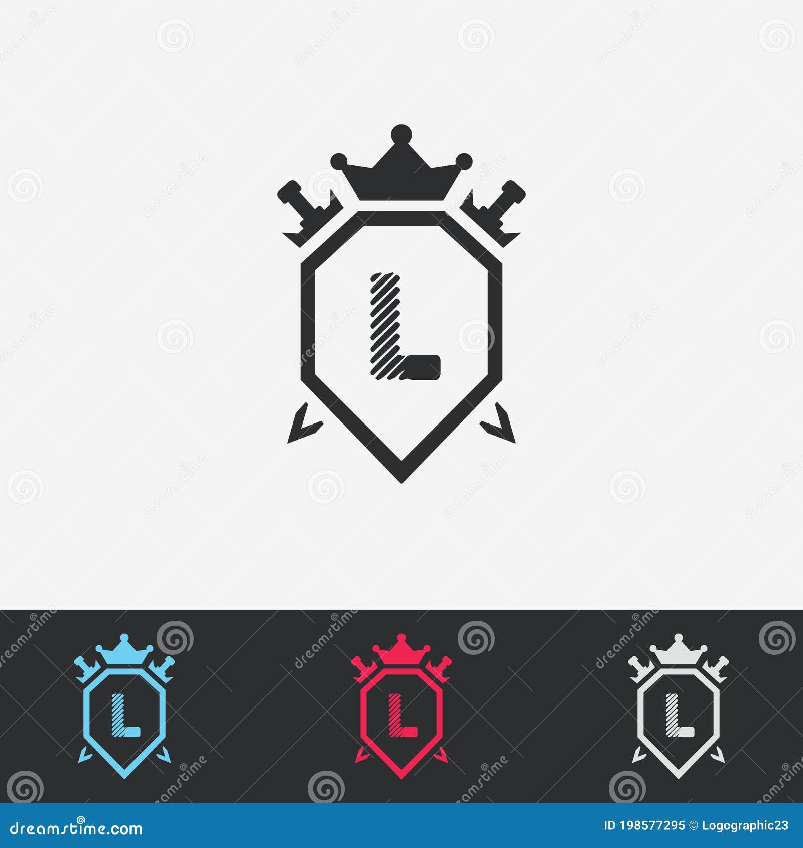 Letter L Shield, Sword, Crown -abstract Logo - Vector Design Stock ...
