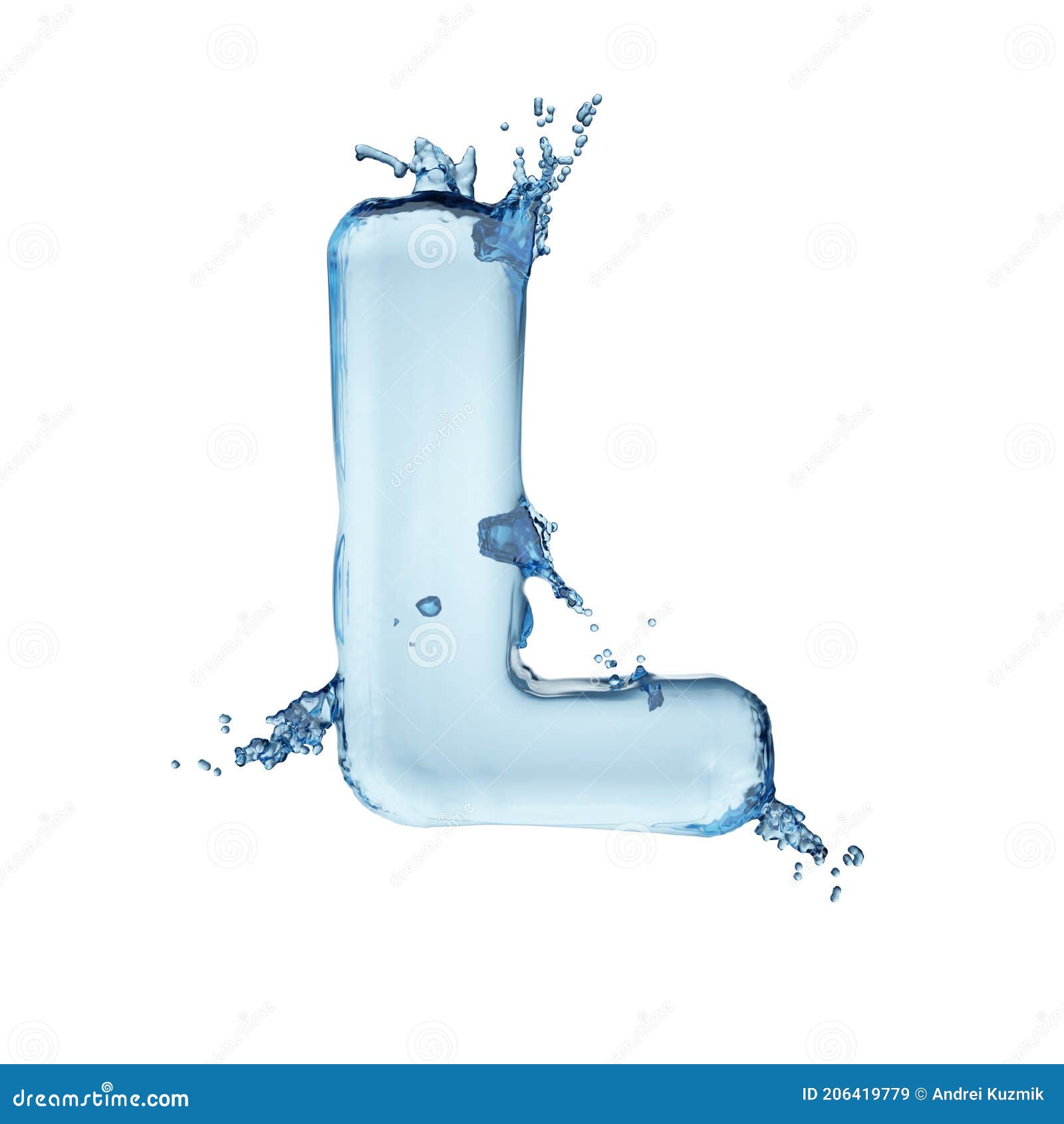 Letter L Water Splash Alphabet Isolated on White. 3D Rendering ...