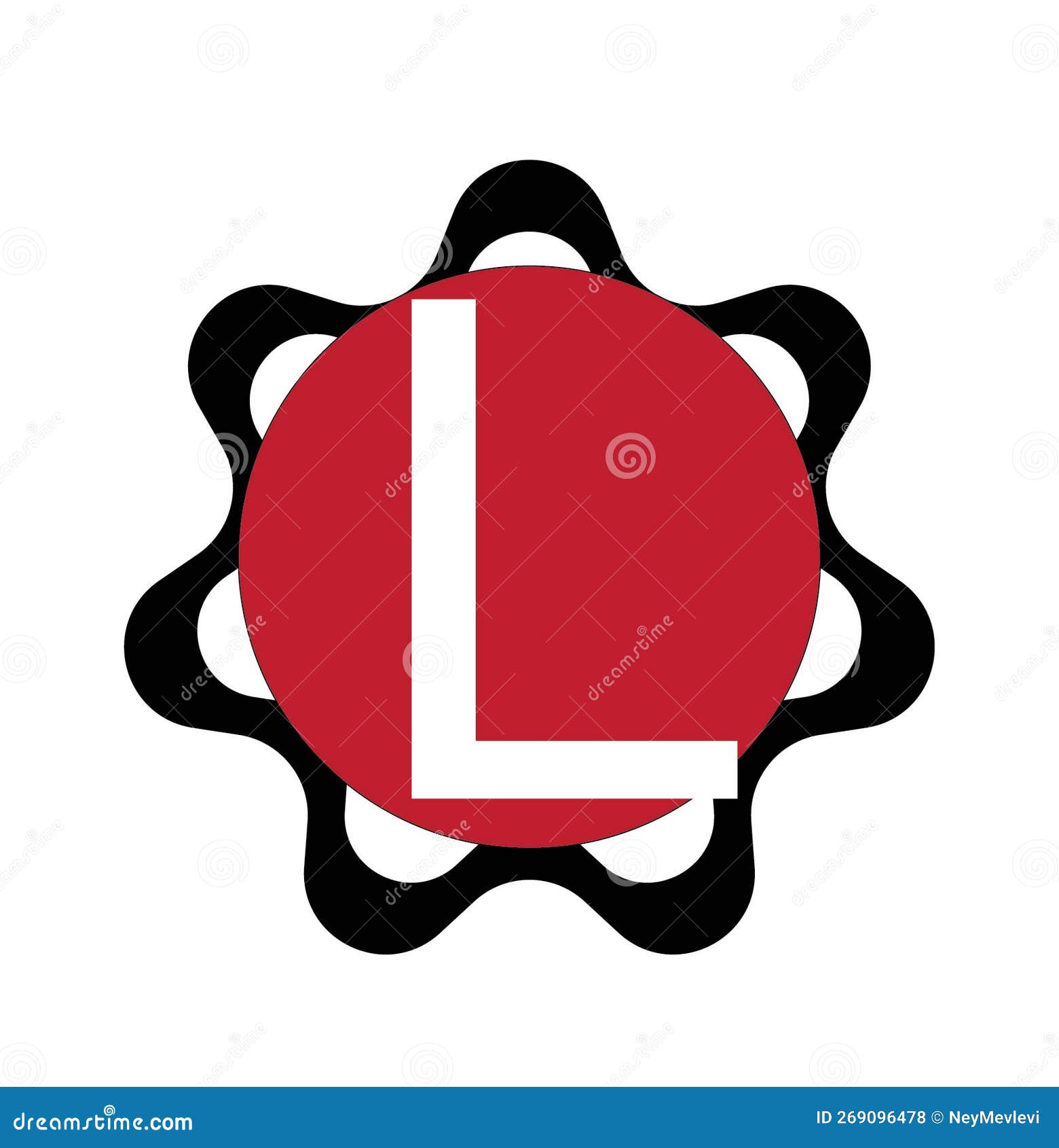 Letter L White Color with Red Circle and Black Waves Stock Illustration ...