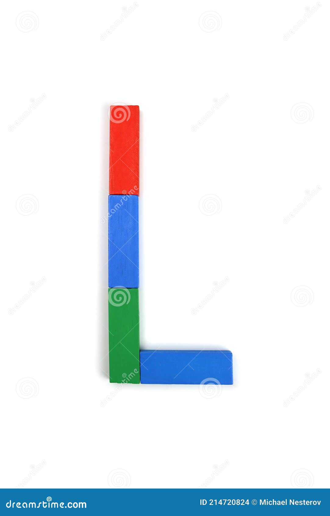 Letter L Written with Colored Wooden Blocks Isolated on White Stock ...
