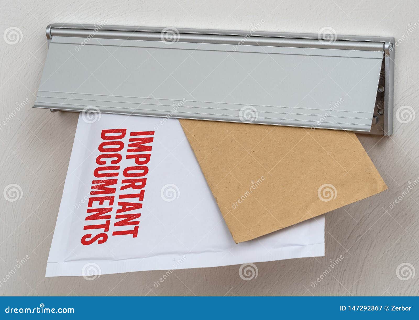 A Letter Labeled Important Documents in a Mail Slot Stock Image - Image ...