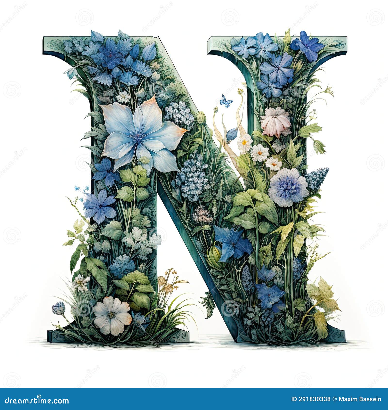 The Letter of the Latin Alphabet N Assembled from Flowers. an Element ...