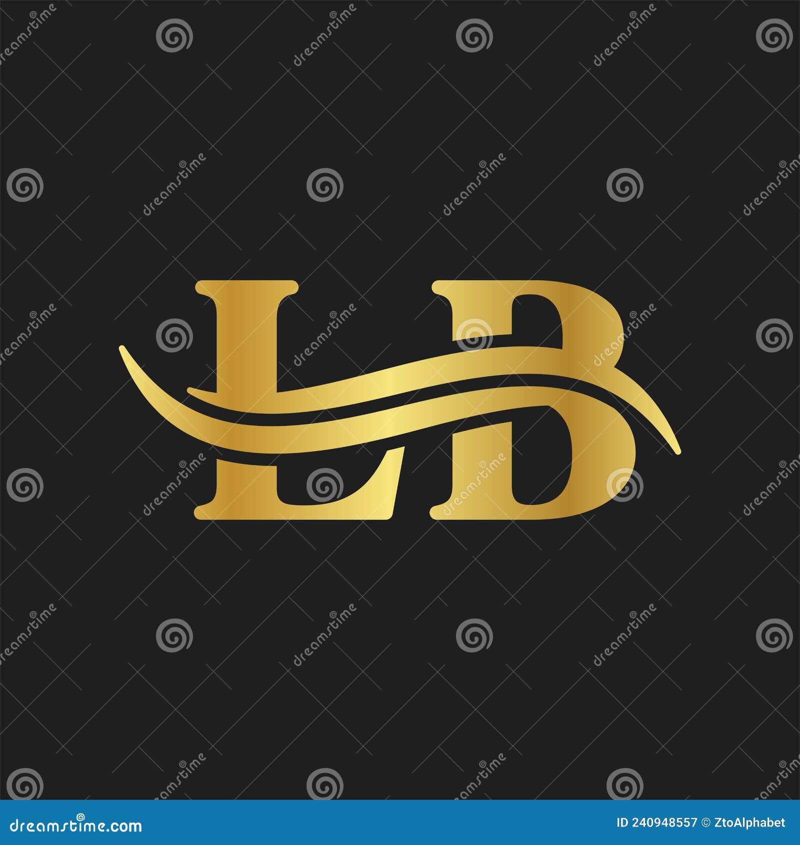 Letter LB Logo Wave Luxury Typeface Design Stock Vector - Illustration ...