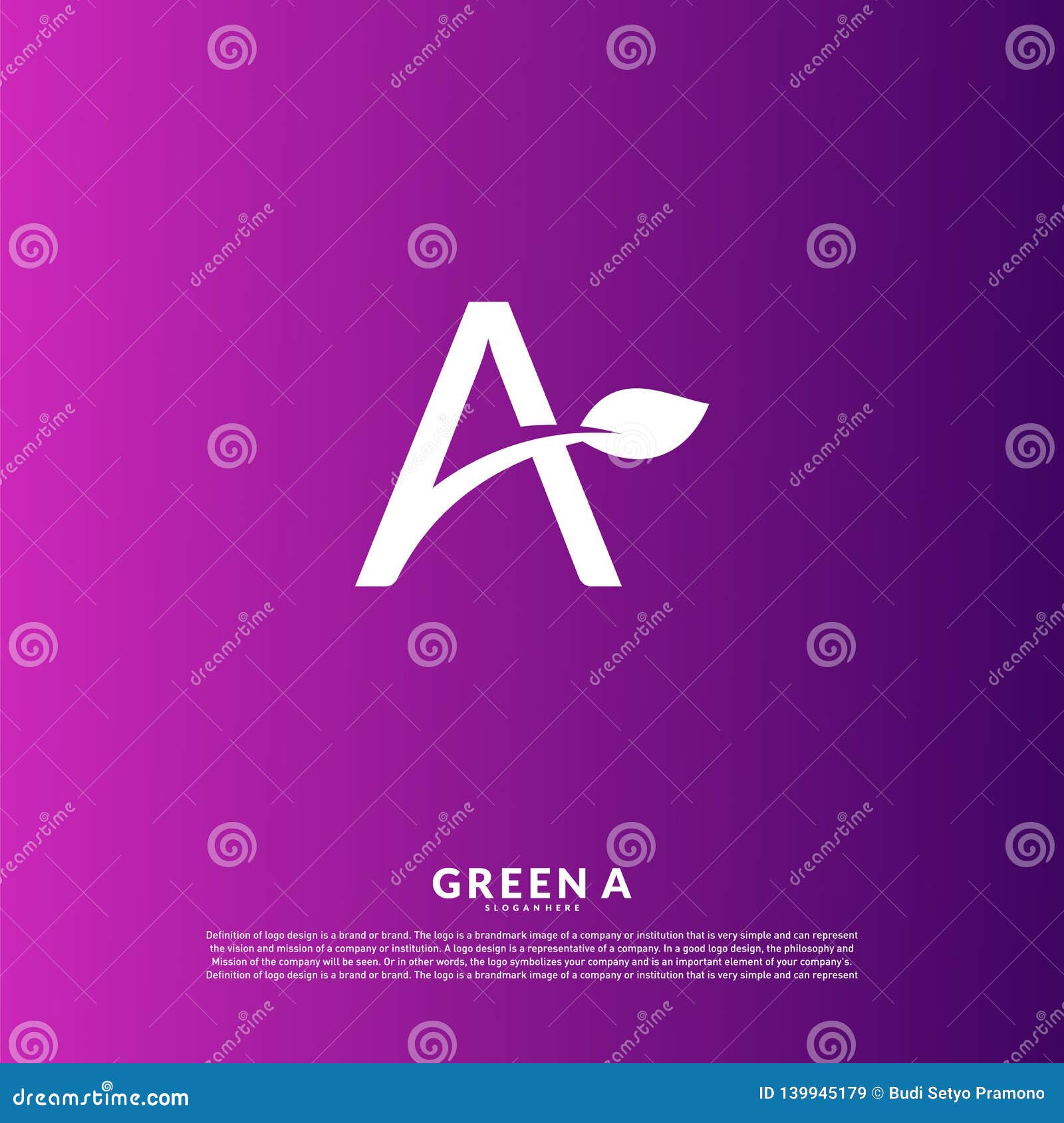 Letter a with Leaf Logo Template Vector. Green Initial a Logo Design ...