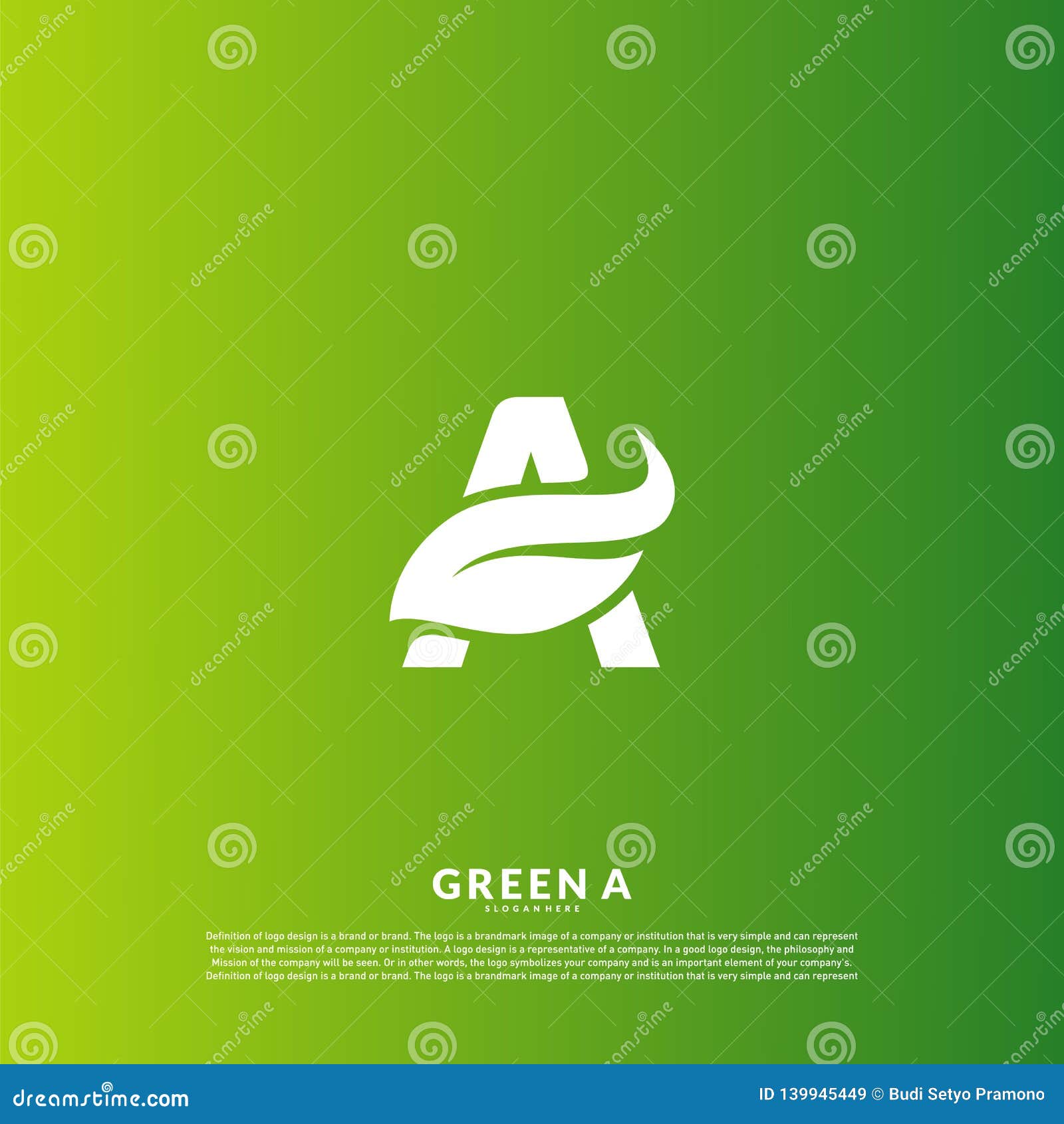 Letter a with Leaf Logo Template Vector. Green Initial a Logo Design ...