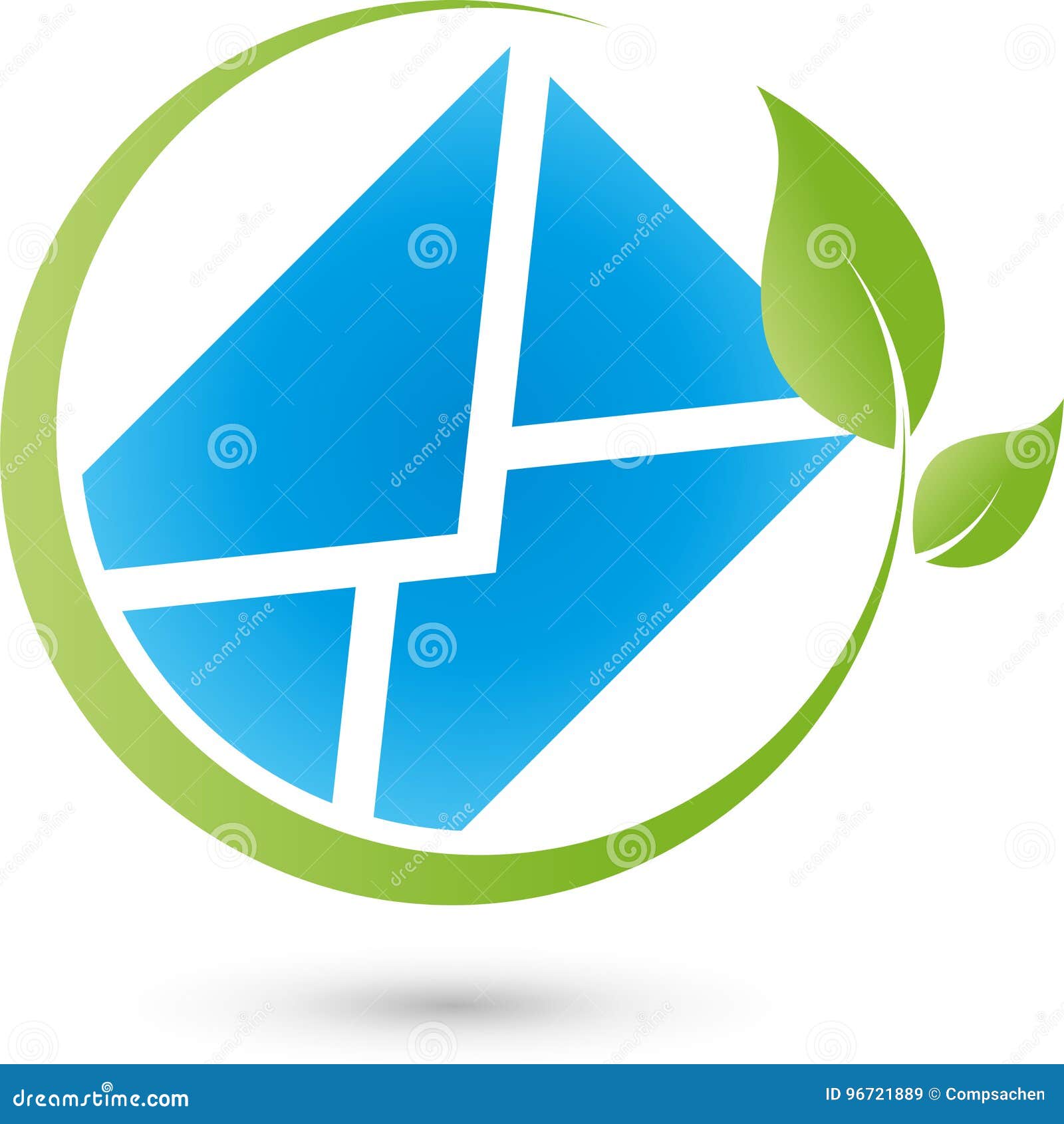 Letter and Leaves, E-mail and Green it Logo Stock Vector - Illustration ...