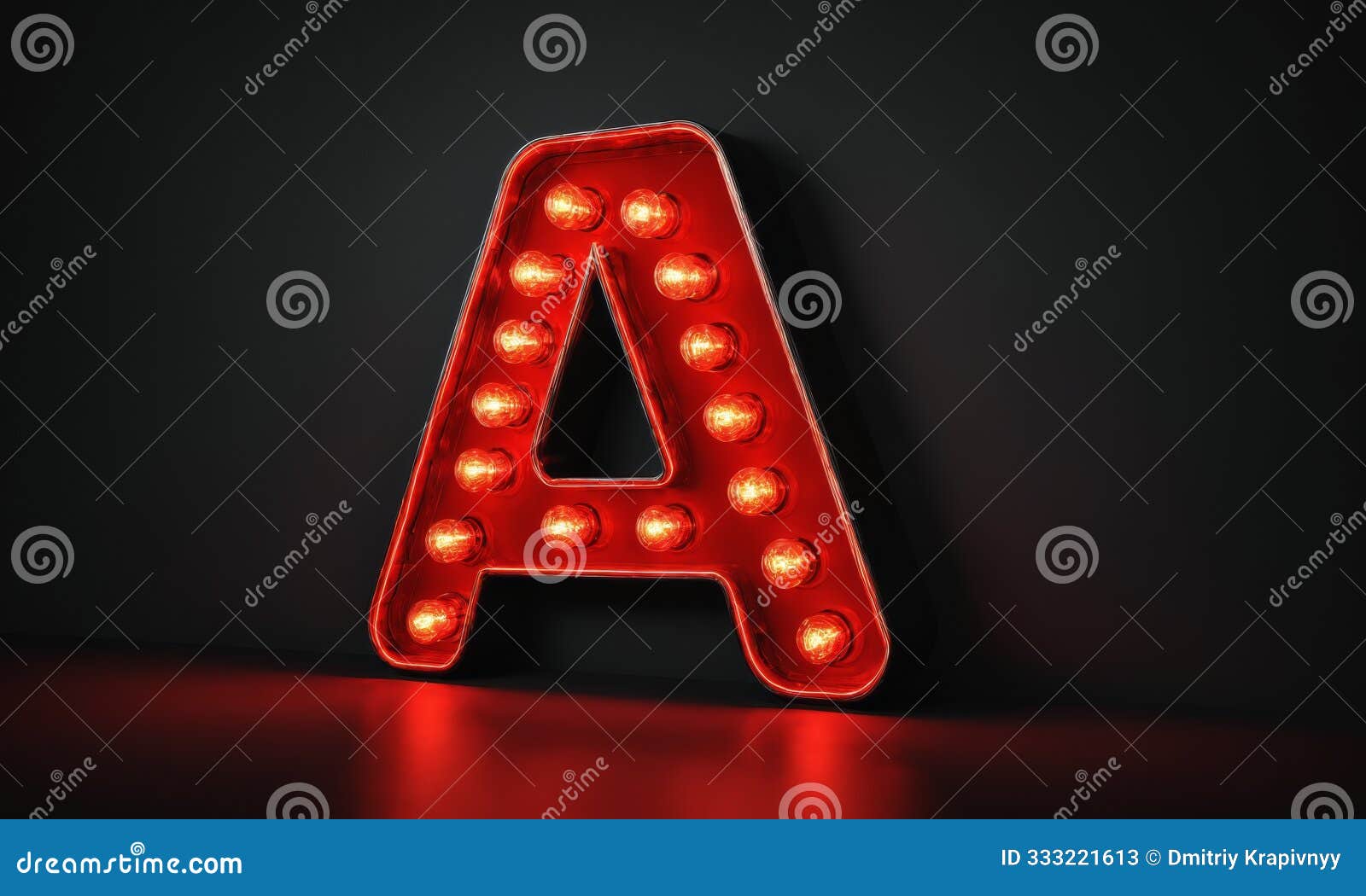 Letter a, with Lightbulbs, Illuminated on Black Stock Illustration ...