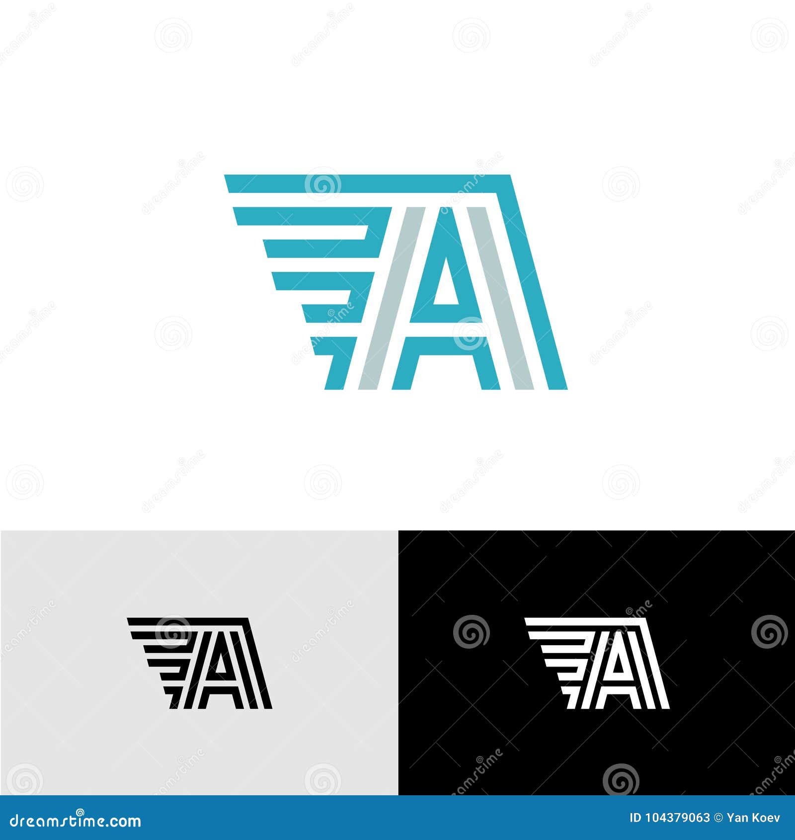 Letter a Linear Logo with Side Wings Stock Vector - Illustration of ...