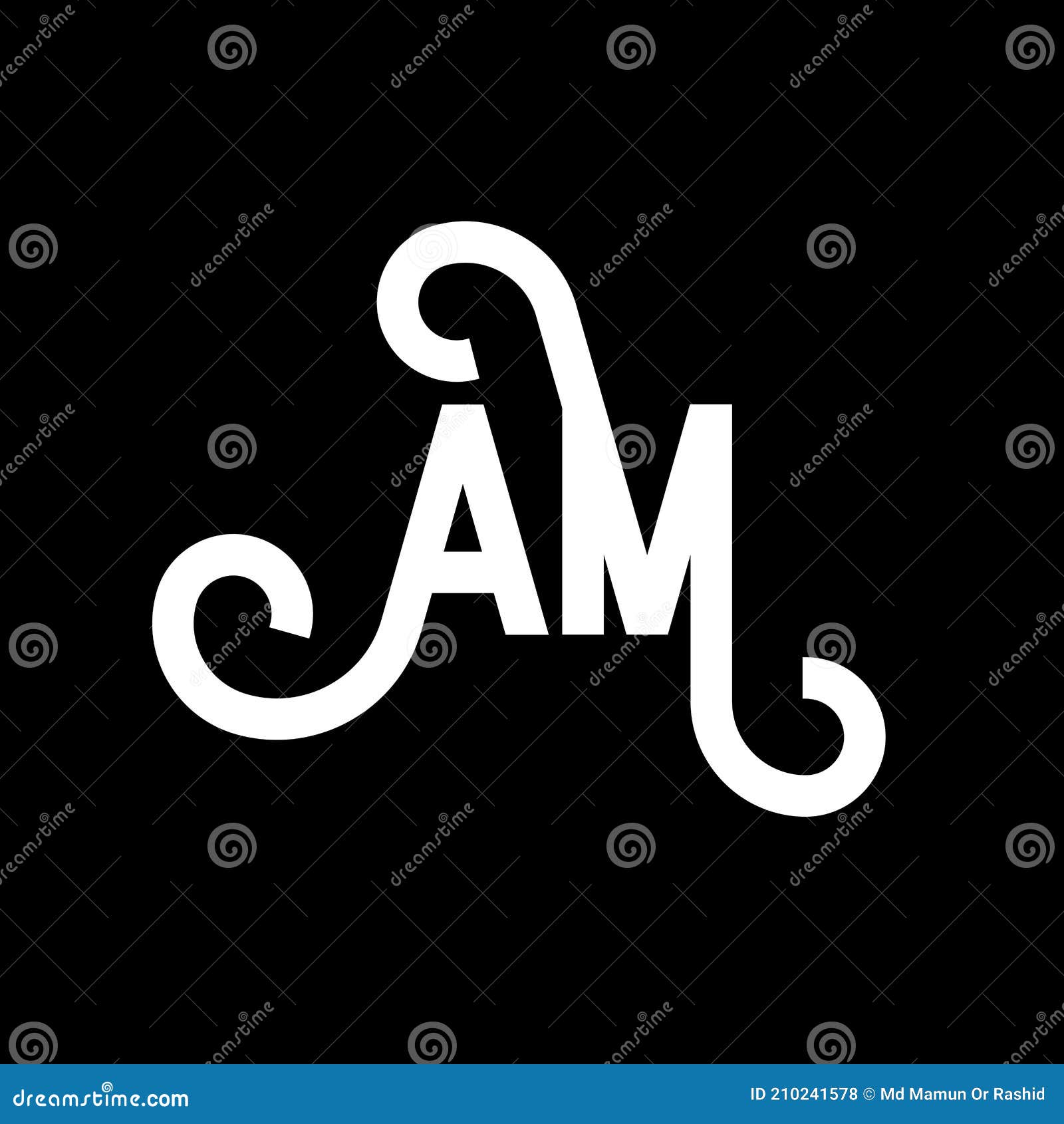 Am Letter Logo Design on Black Background. am Creative Initials Letter ...