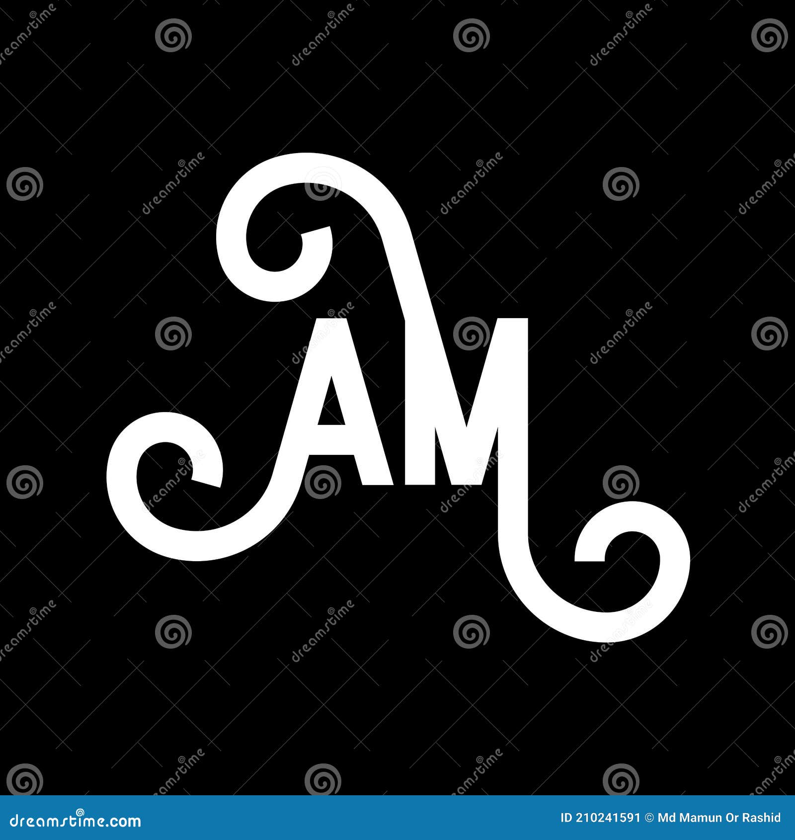 Am Letter Logo Design on Black Background. am Creative Initials Letter ...