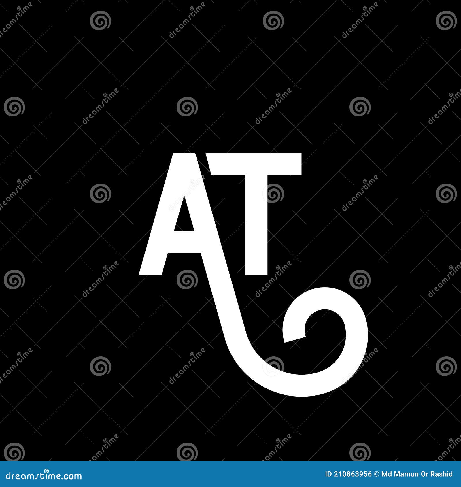 At Letter Logo Design on Black Background. at Creative Initials Letter ...