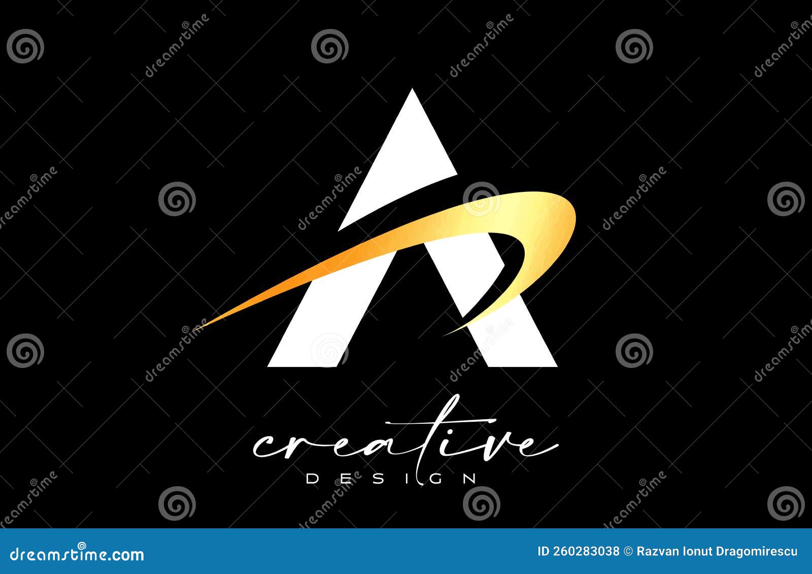 A Letter Logo Design with Creative Golden Swoosh. Letter a Initial Icon ...