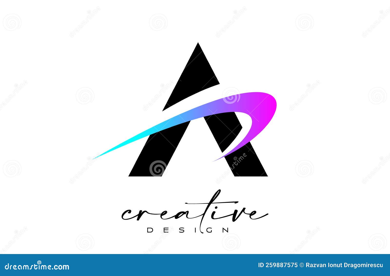 A Letter Logo Design with Creative Purple Blue Swoosh. Letter a Initial ...