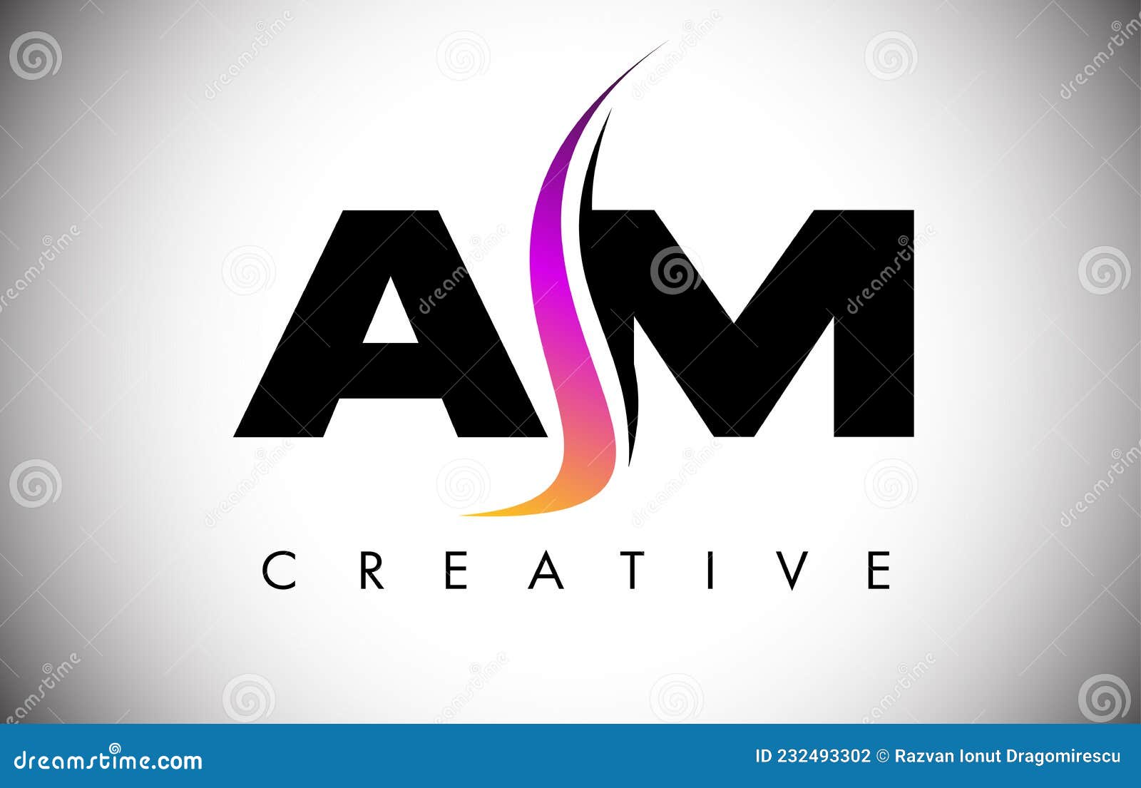 Am Letter Logo Design with Creative Shoosh and Modern Look Stock Vector ...