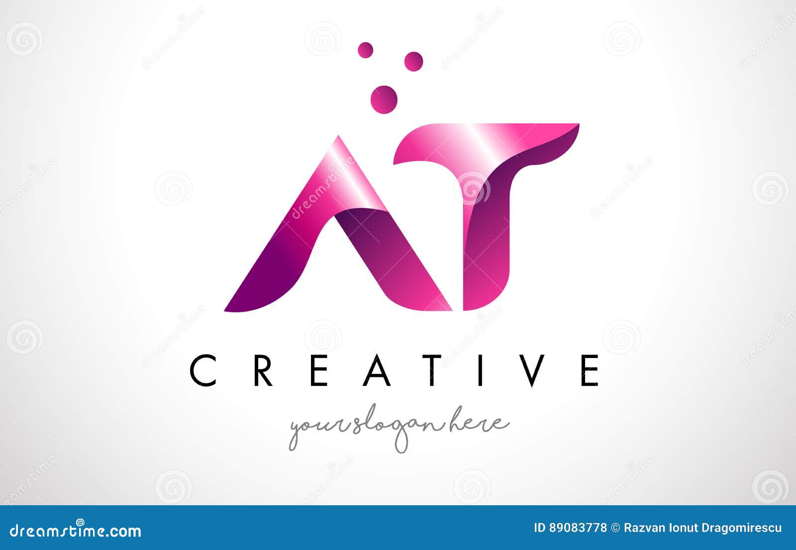 At Letter Logo Design with Purple Colors and Dots Stock Vector ...