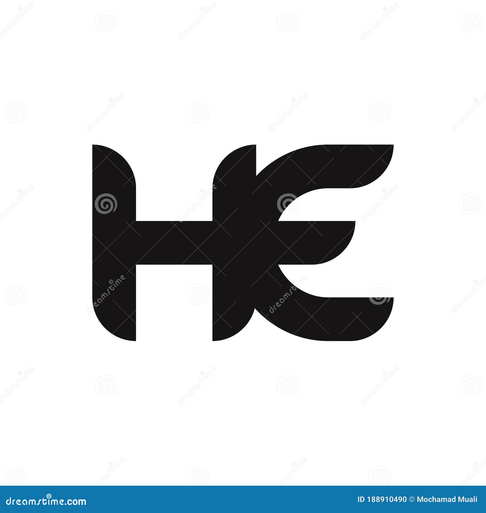 He Letter Logo Design with Simple Style Stock Vector - Illustration of ...