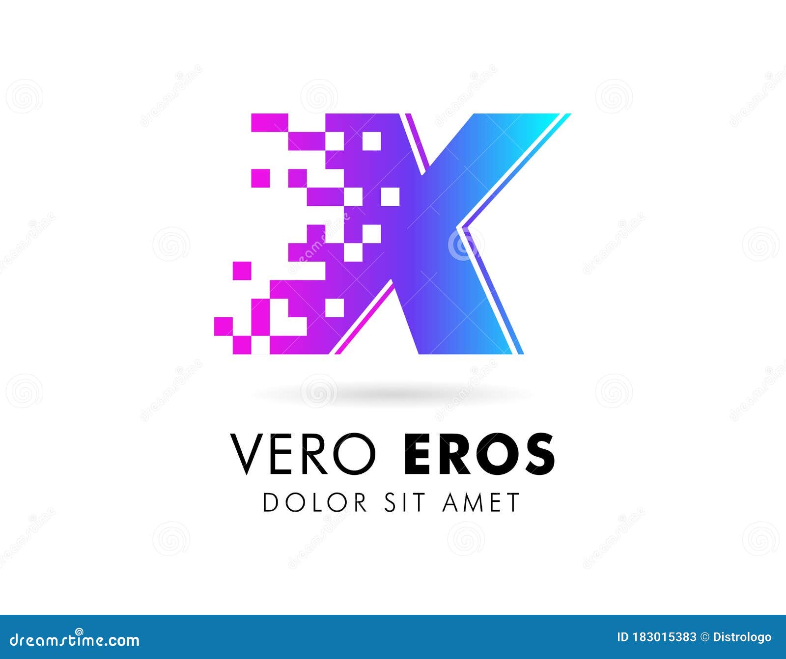 Letter X Logo Design Template. Letter X Logo in Pixel Motion Style with ...