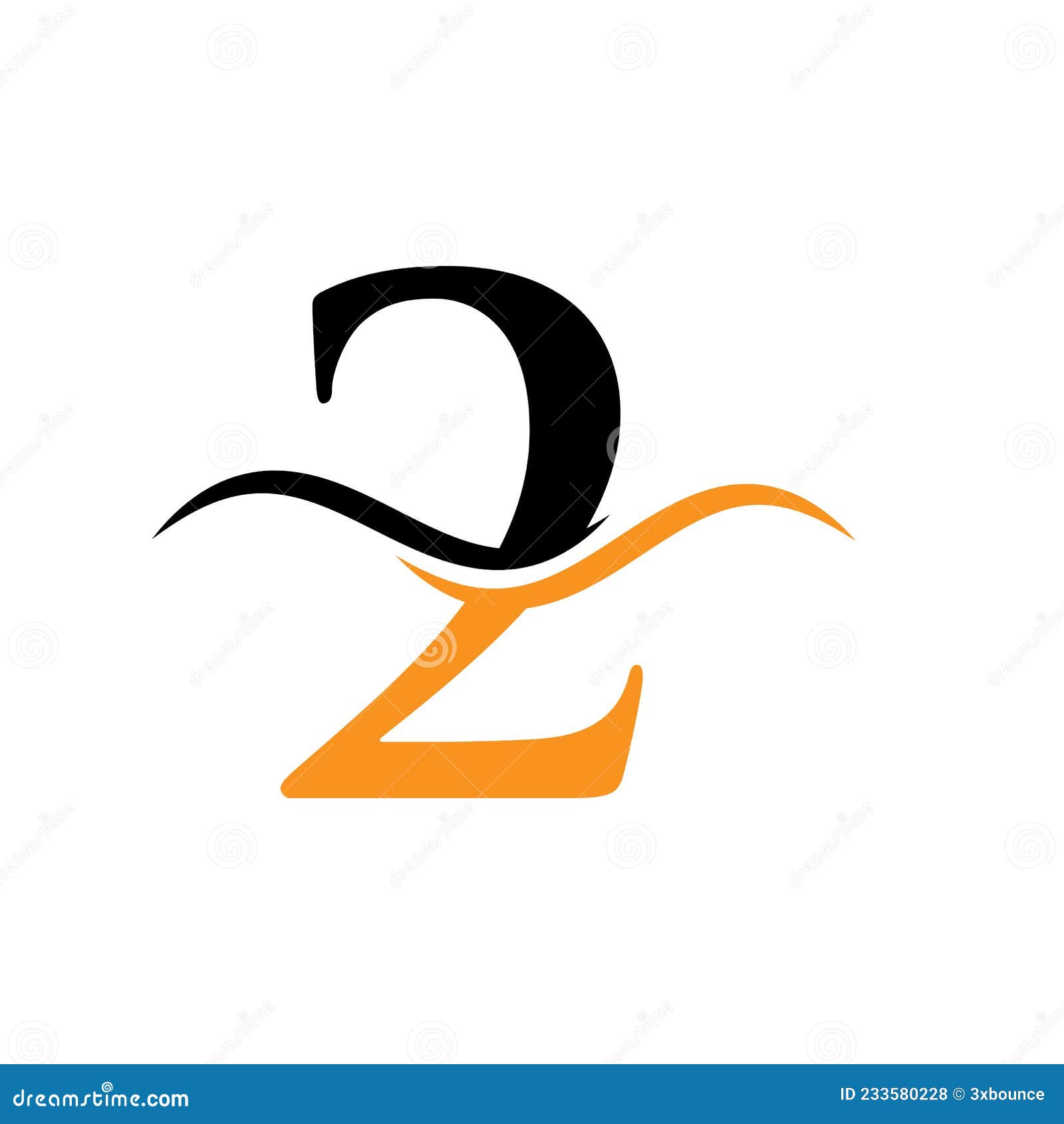 Letter 2 Logo Design with Water Wave Concept. 2 Letter Logo Design. 2 ...