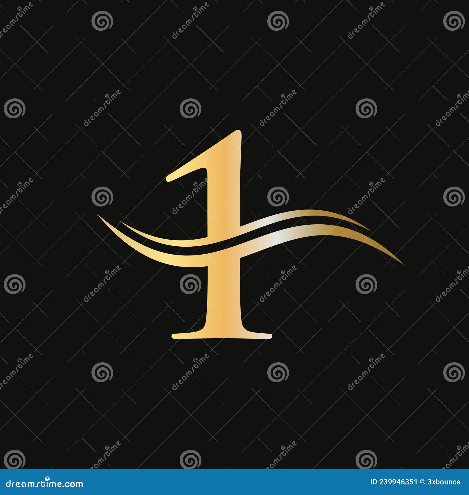 Letter 1 Logo Design with Water Wave Concept. 1 Letter Logo Design with ...