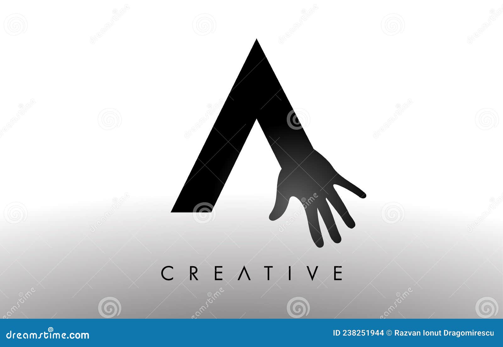 Letter a Logo with Hand Silhouette Vector Icon Illustration. Creative ...