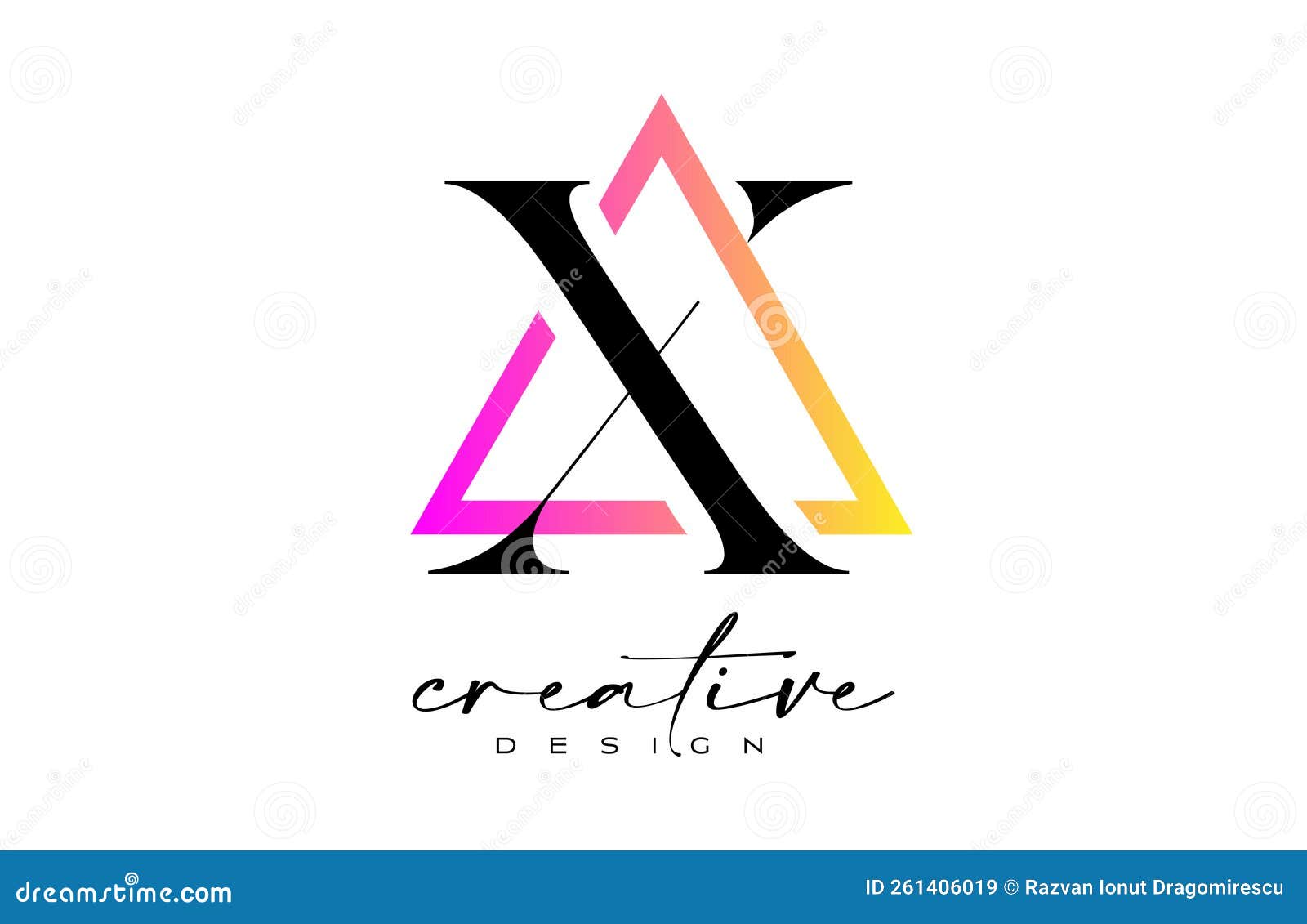 Letter X Logo Inside a Triangle with Creative Cut Design Stock Vector ...