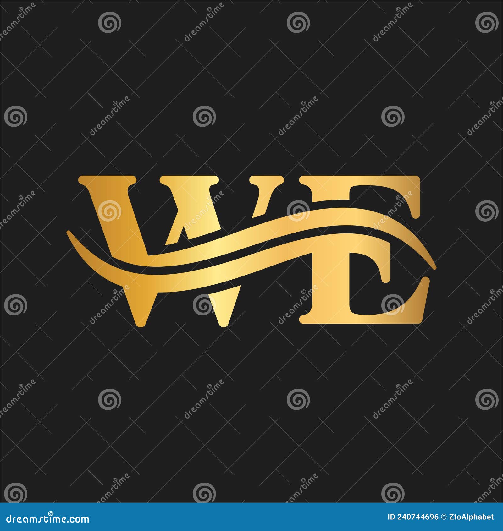 We Letter Logo Monogram Minimal Wave Design Stock Vector - Illustration ...
