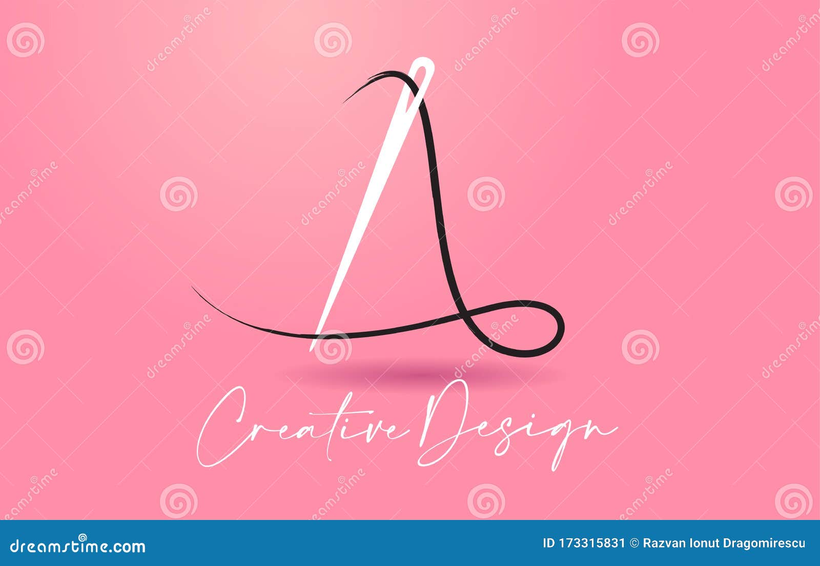 A Letter Logo with Needle and Thread Creative Design Concept Vector ...