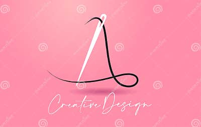 A Letter Logo with Needle and Thread Creative Design Concept Vector ...