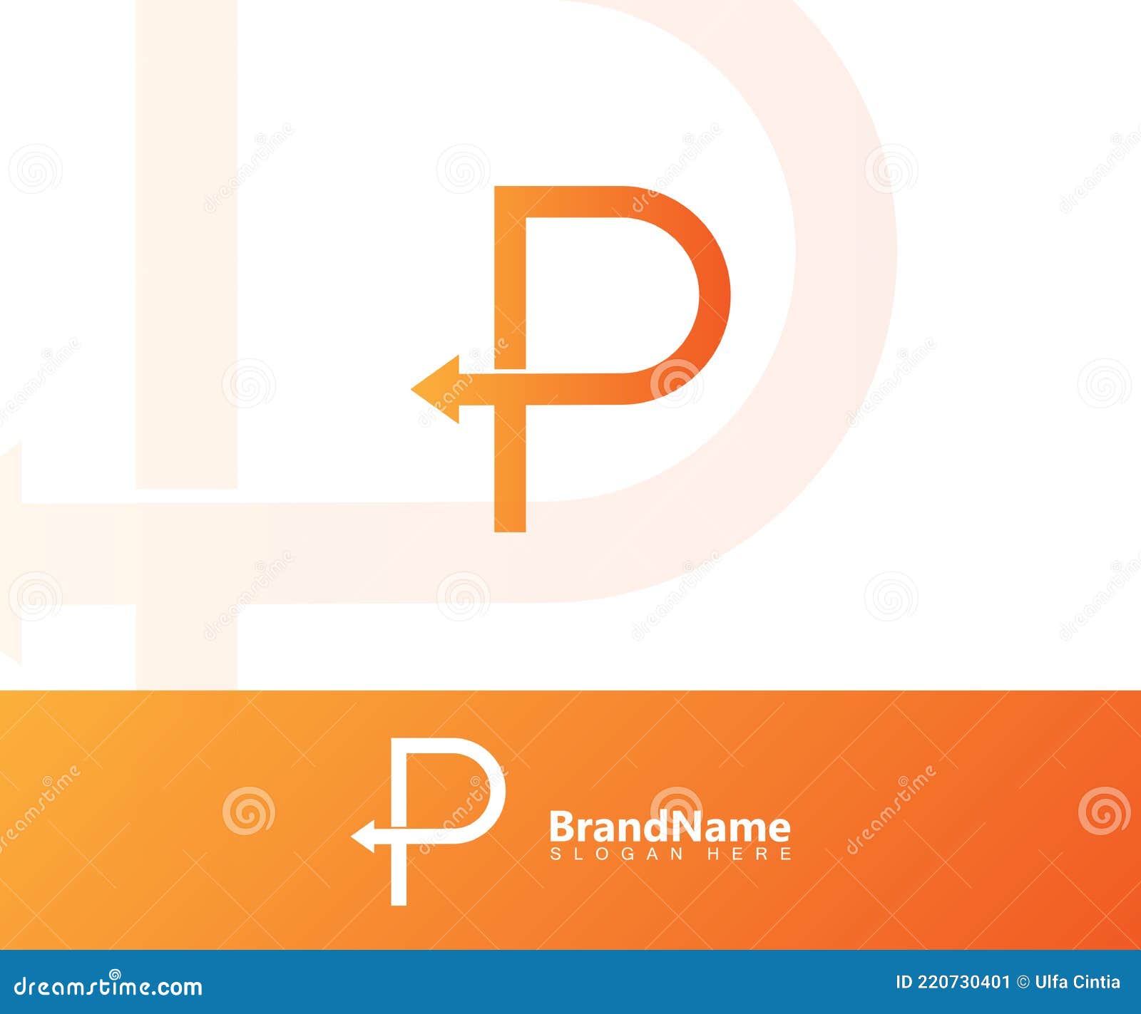 The Letter Logo P with a Backward Arrow Element that Indicates the ...