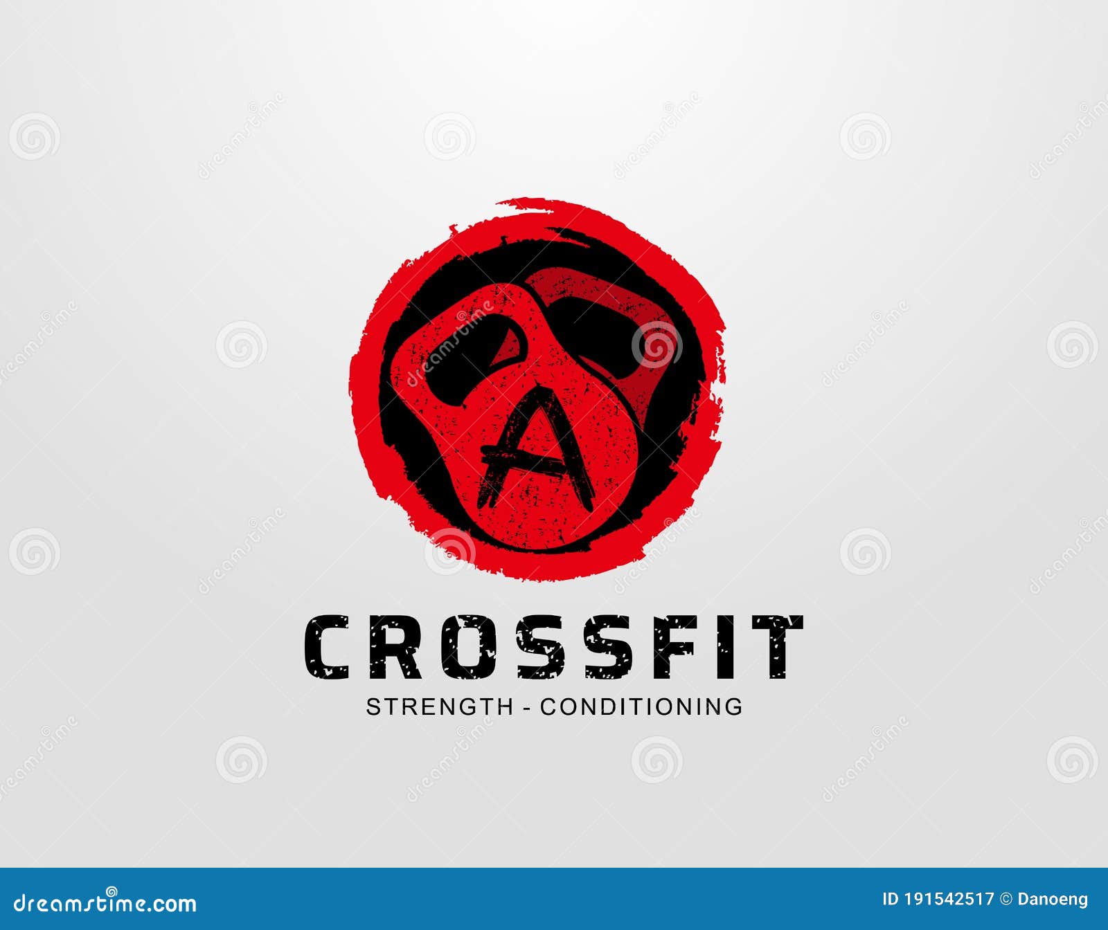 A Letter Logo with Retro Kettlebell in Circle Grunge Element. Retro ...