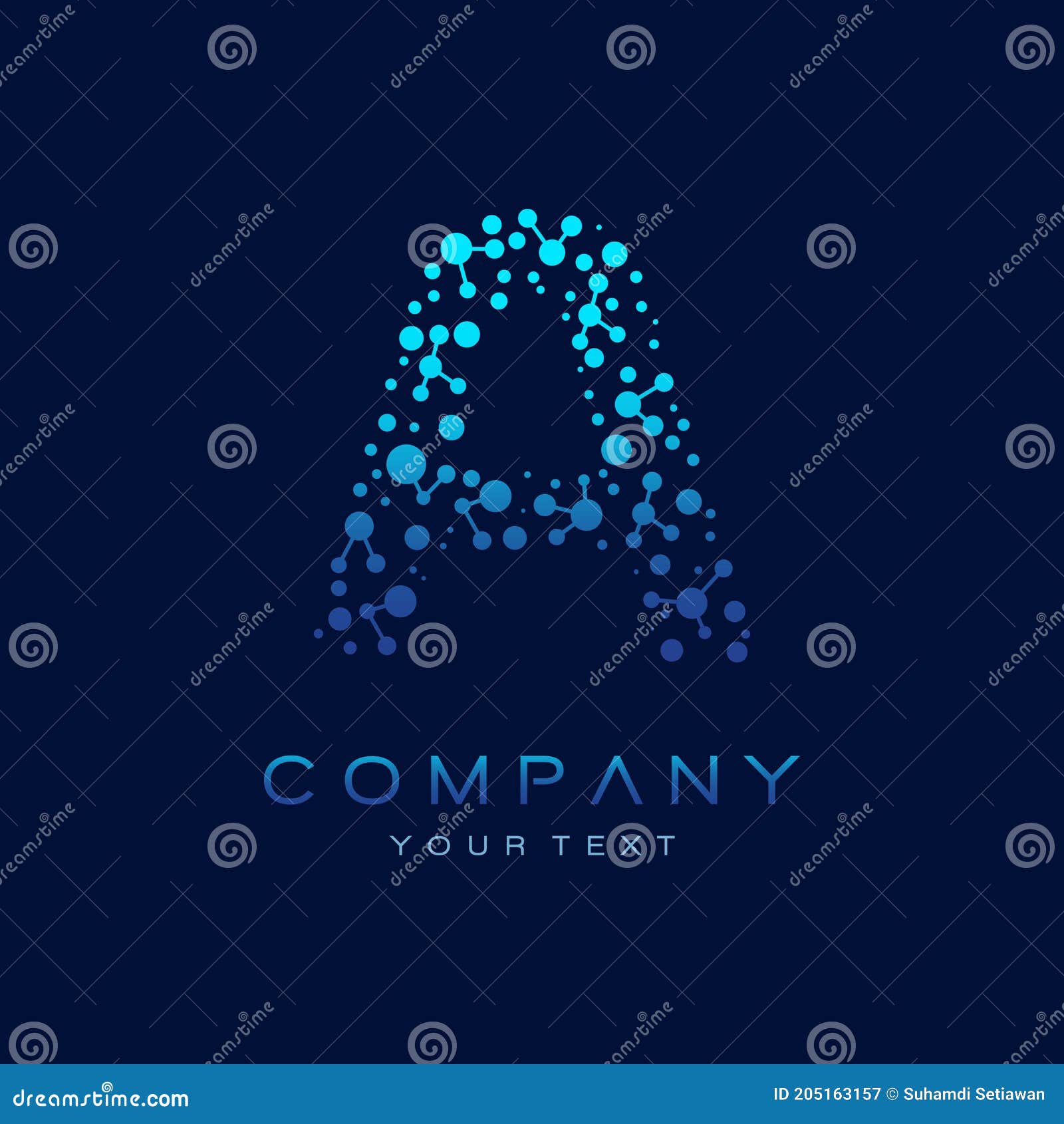 A Letter Logo Science Technology. Connected Dots Design Vector Stock ...