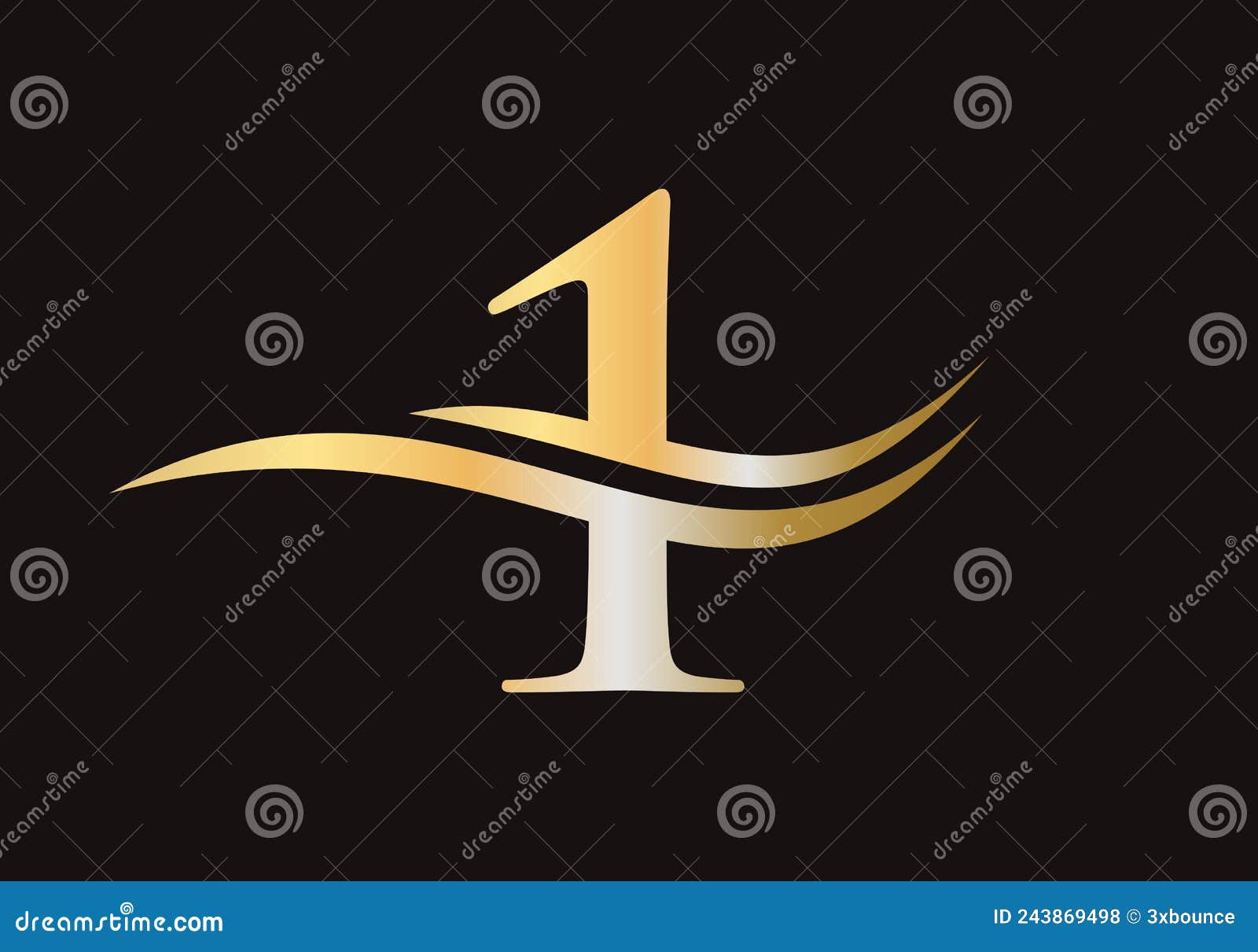 Letter 1 Logo Sign Design with Water Wave Concept. 1 Logo Design Vector ...