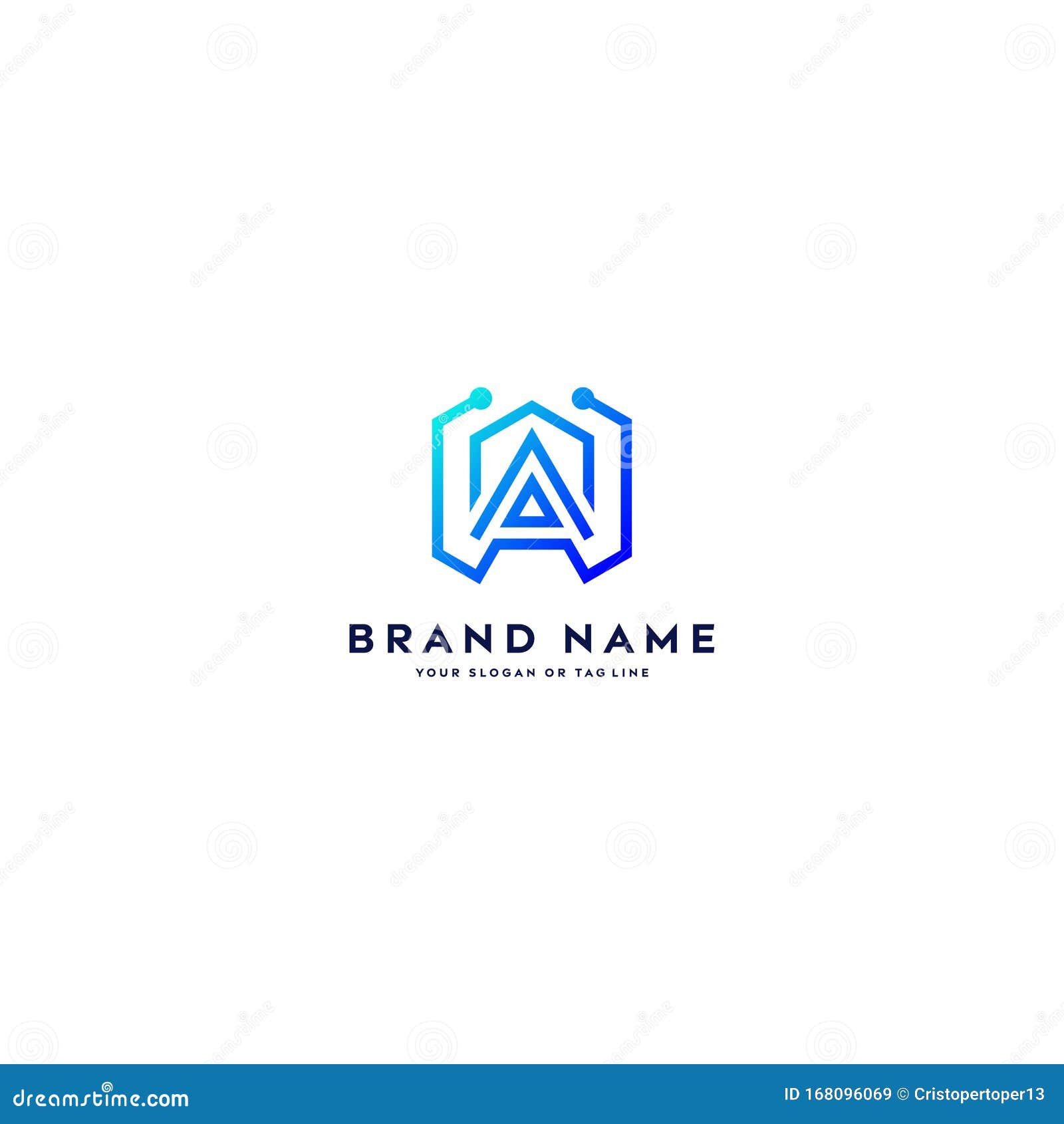 Letter Logo a Tech Full Color Gradient Color Stock Vector ...