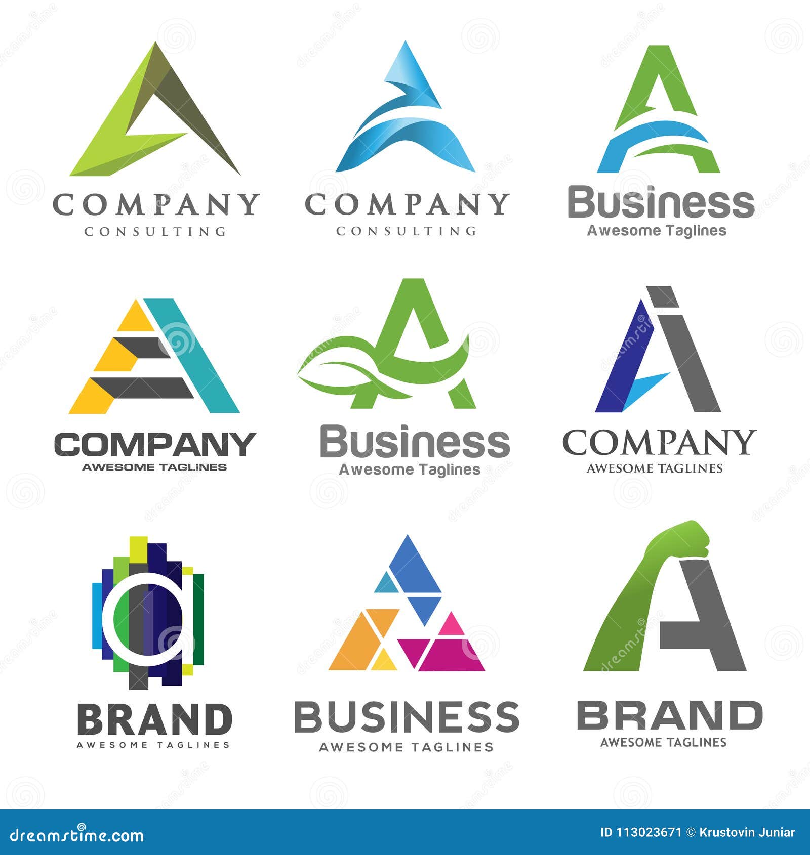 A Letter Logo Set Design Vector Illustration Template Stock Vector ...