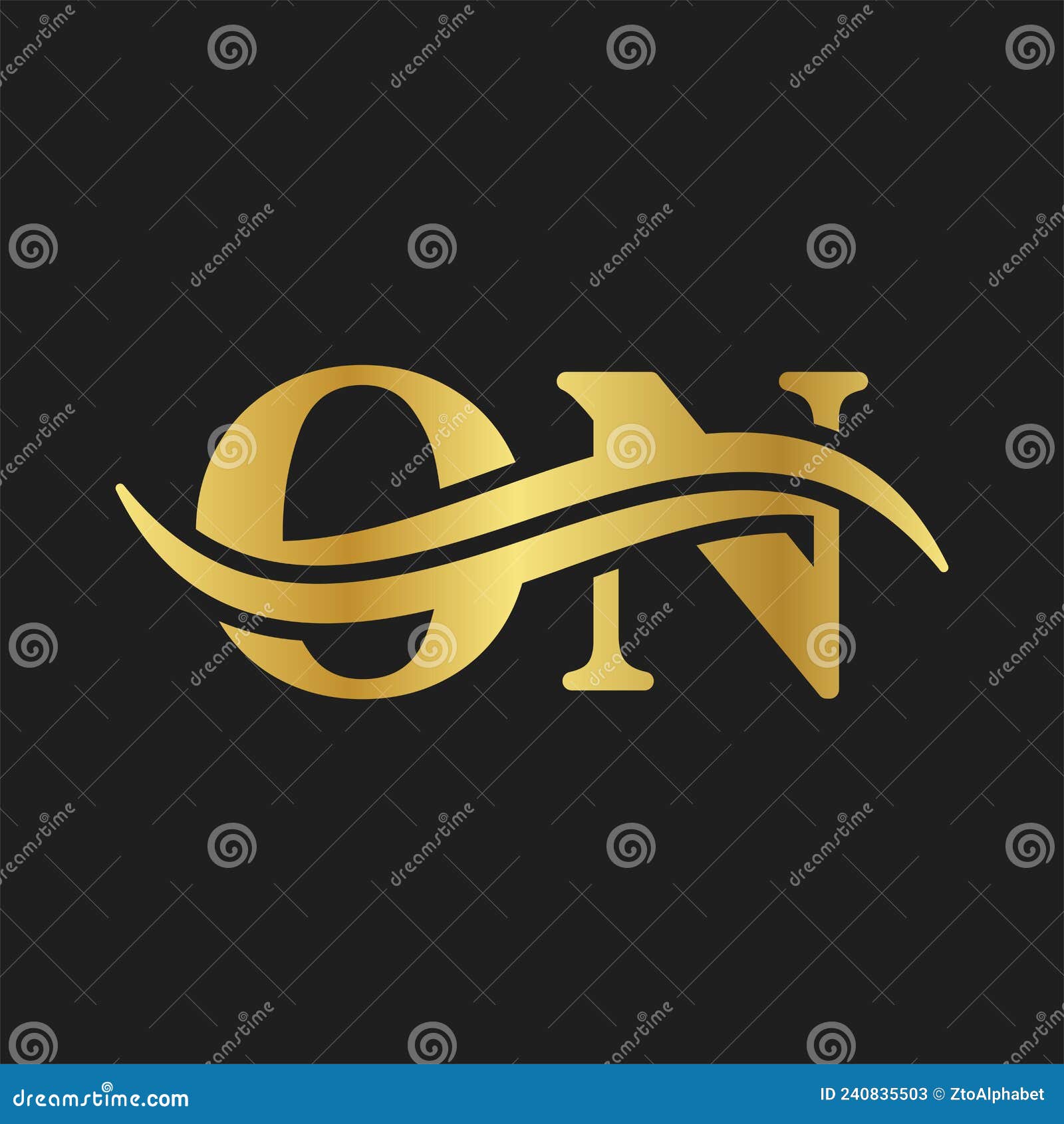 On Letter Logo Wave Monogram Luxury Design Stock Vector - Illustration ...