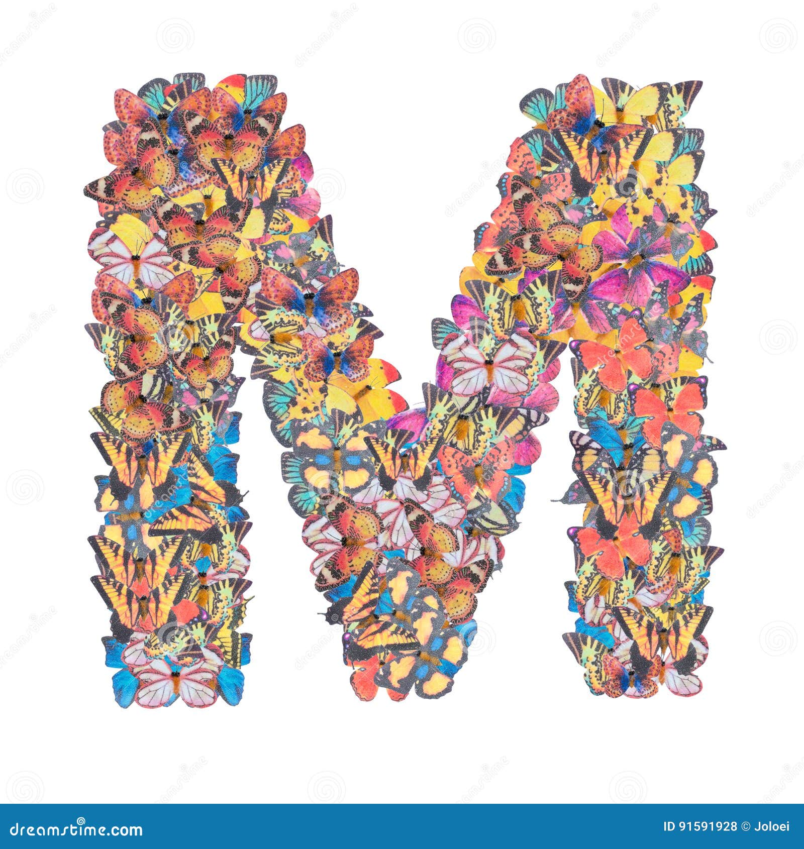 Letter M Alphabet with Butterfly Stock Illustration - Illustration of ...
