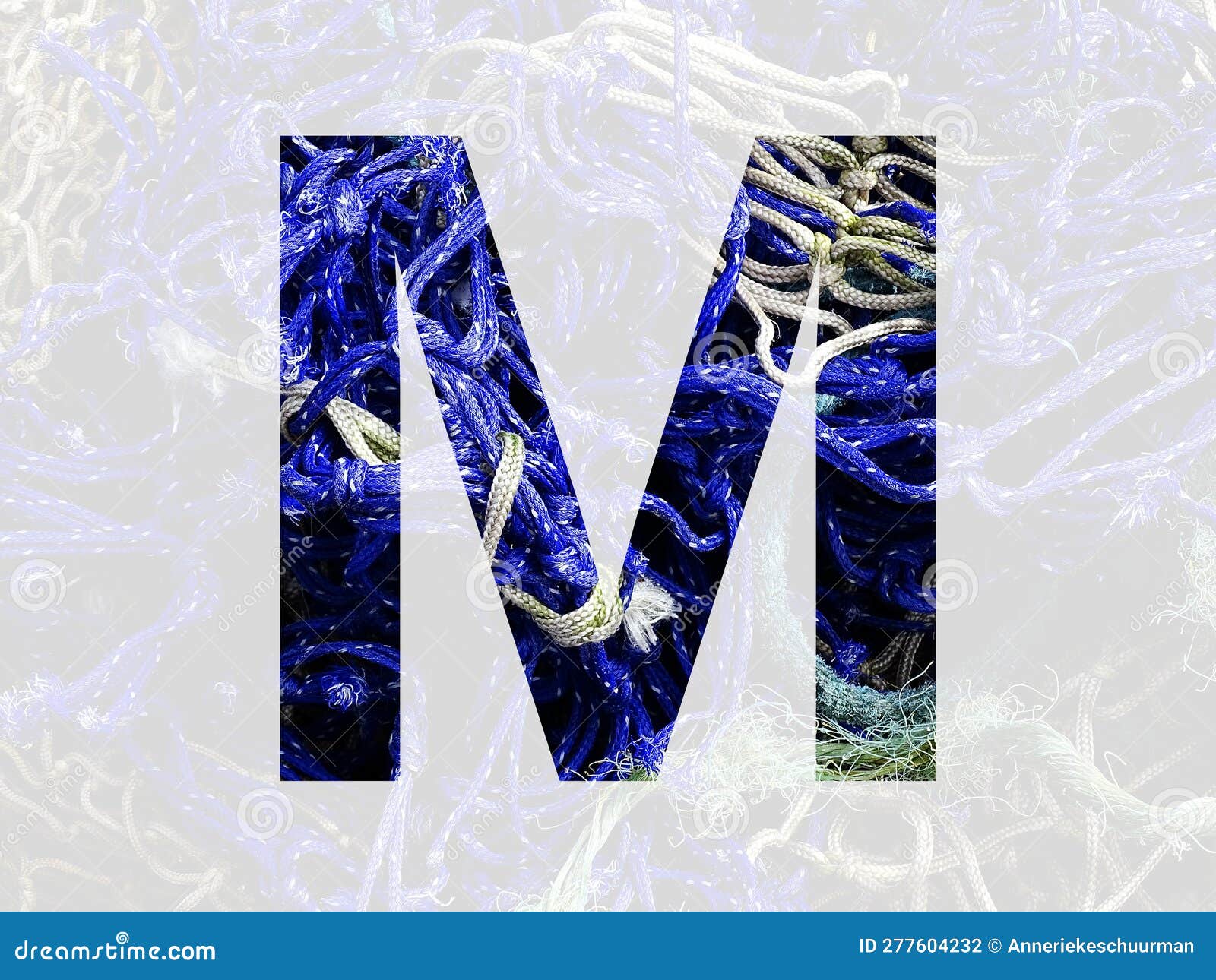 Letter M of the Alphabet Made with Blue and White Rope Stock Photo ...