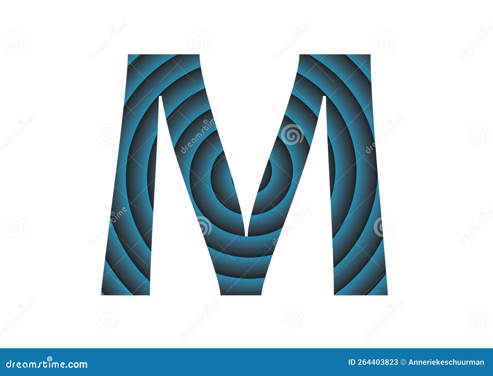 Letter M of the Alphabet Made with Dark and Light Blue Circles Stock ...