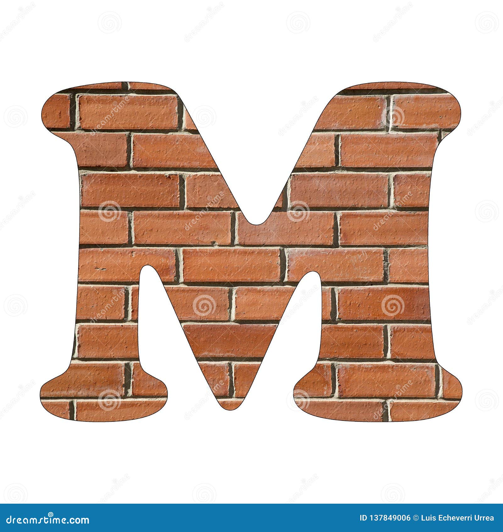 Letter M of the Alphabet - Red Brick Wall Background Stock Illustration ...
