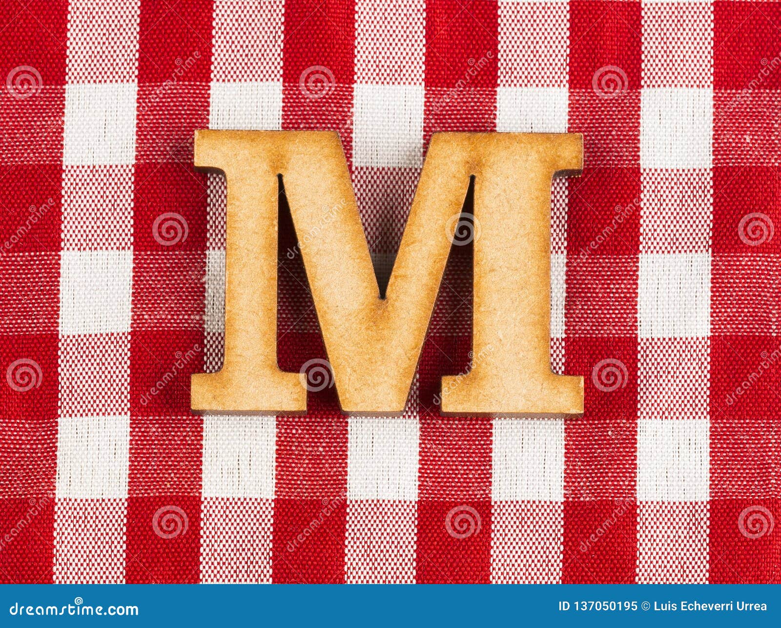 Letter M of the Alphabet - Texture of a Red and White Checkered Picnic ...