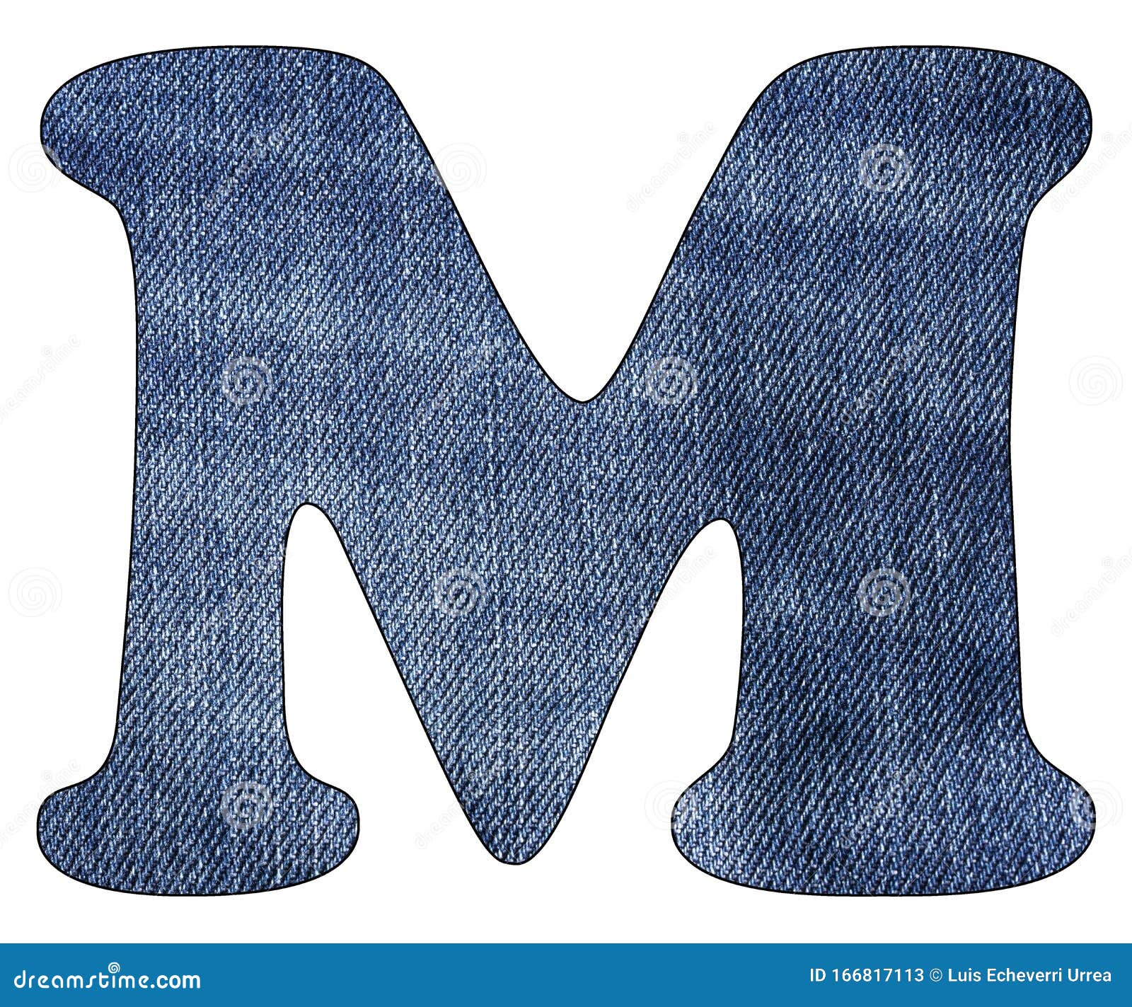 Letter M of the Alphabet - Texture Details of Denim Blue Jeans. White ...