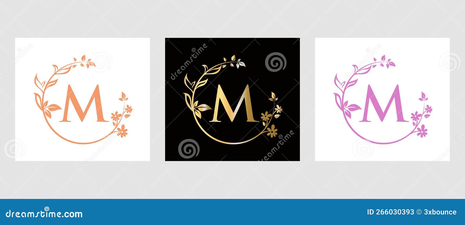 Letter M Beauty Logo for Decorative, Flower, Spa Template Stock Vector ...