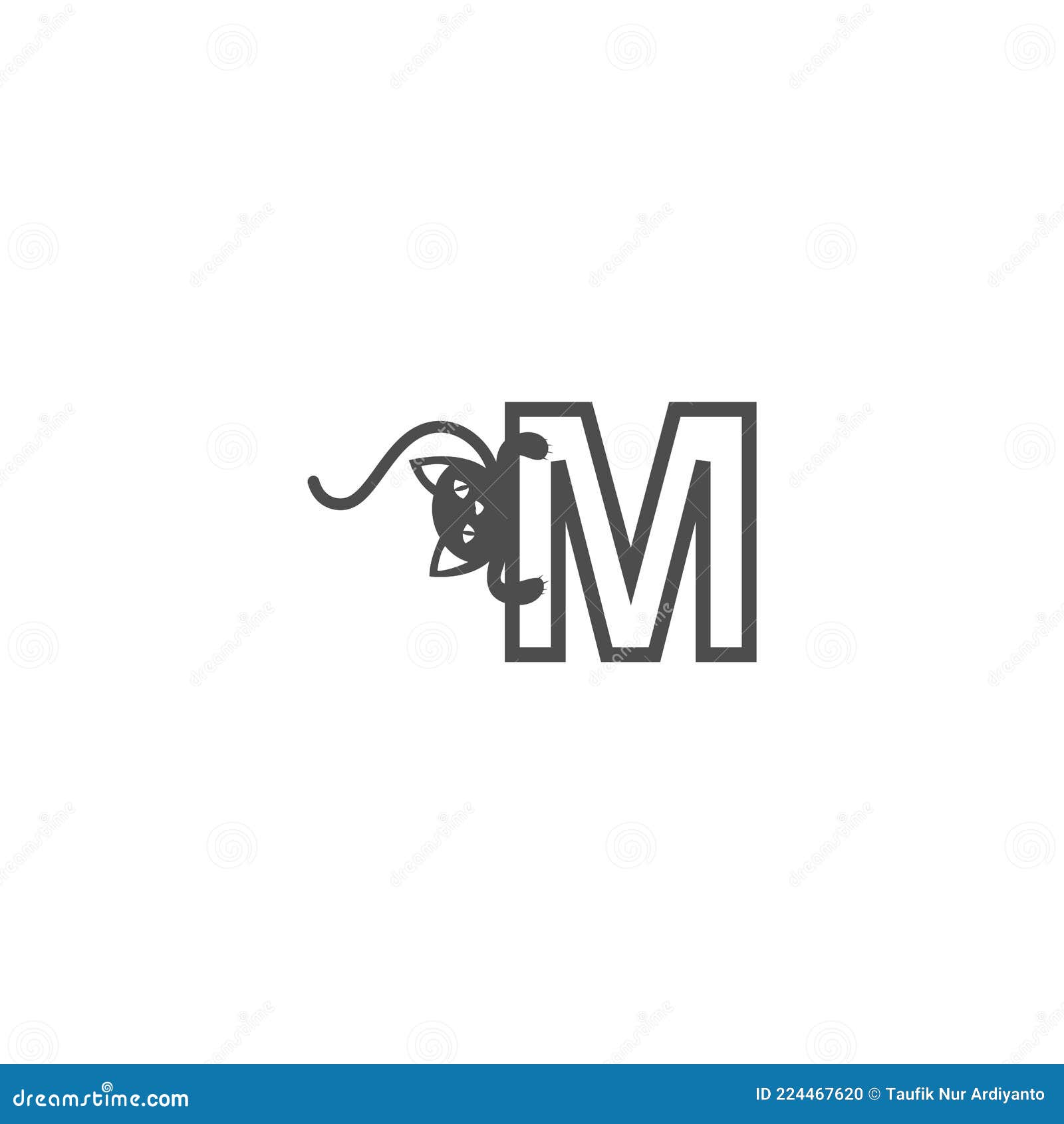 Letter M with Black Cat Icon Logo Design Template Stock Illustration ...