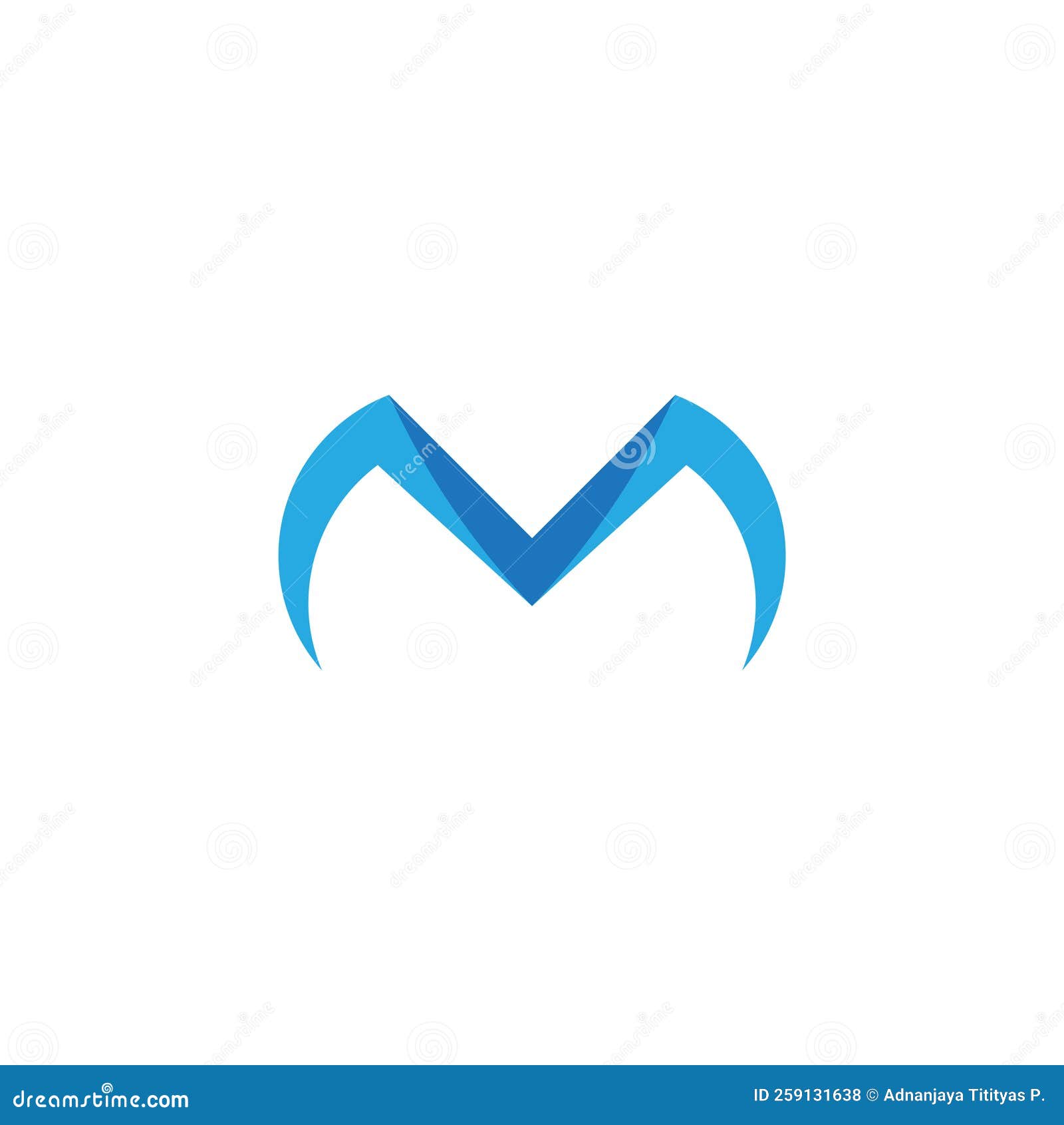 Letter M Blue Shadow Flat Simple Logo Vector Stock Vector ...