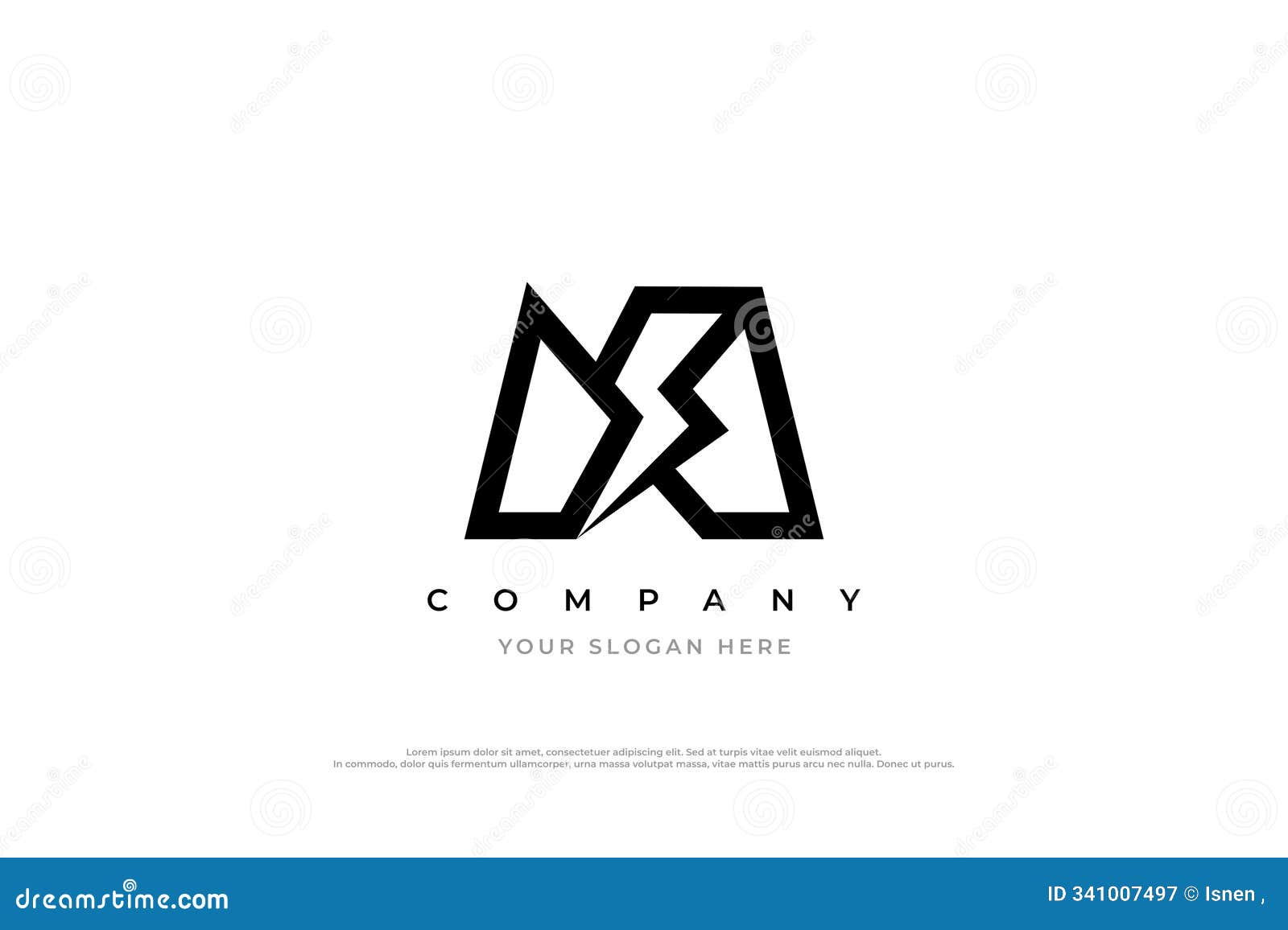 Letter M Bolt Logo Design stock illustration. Illustration of thunder ...