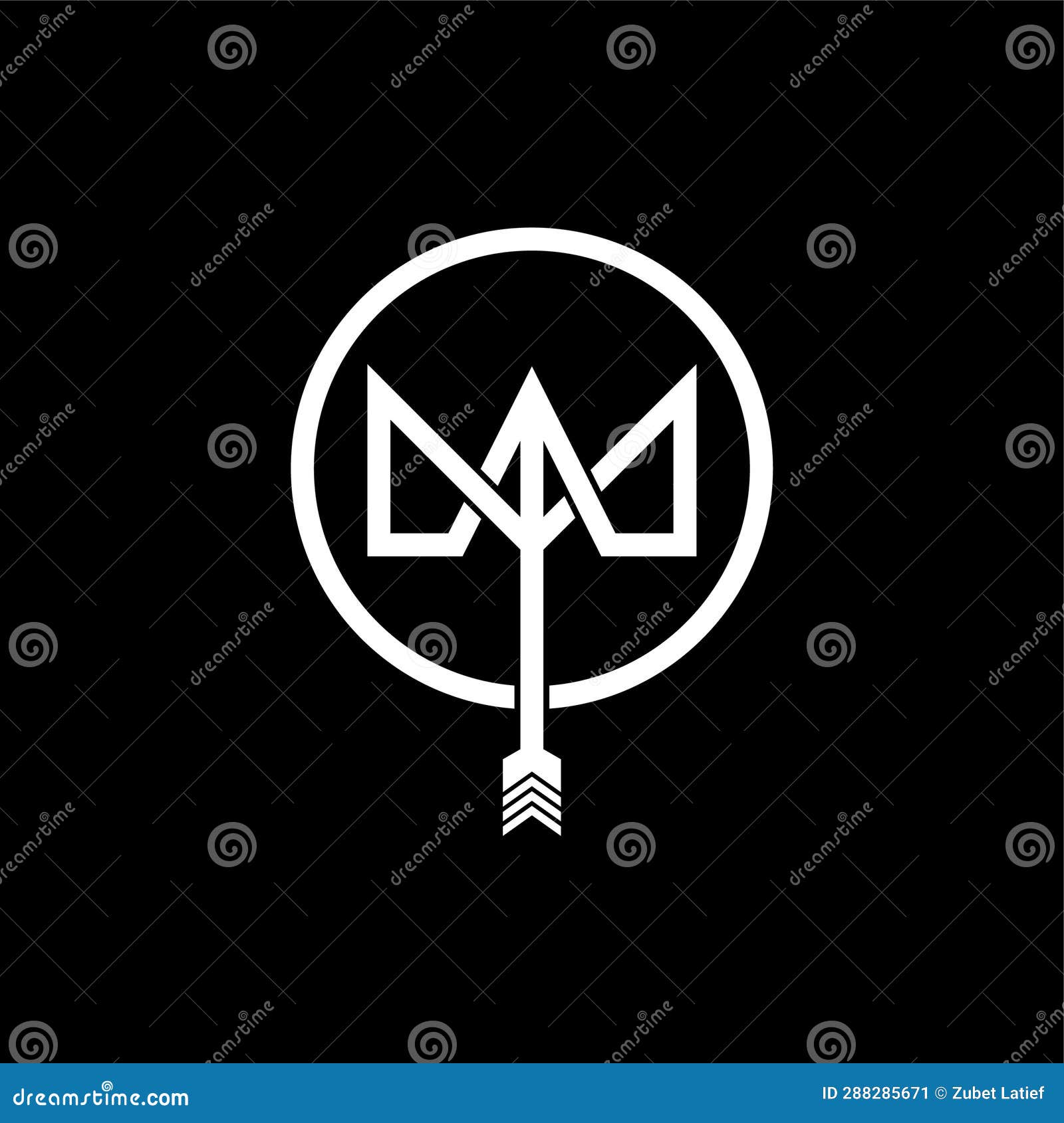 Letter M Bow Arrow Line Creative Logo Design Stock Vector ...
