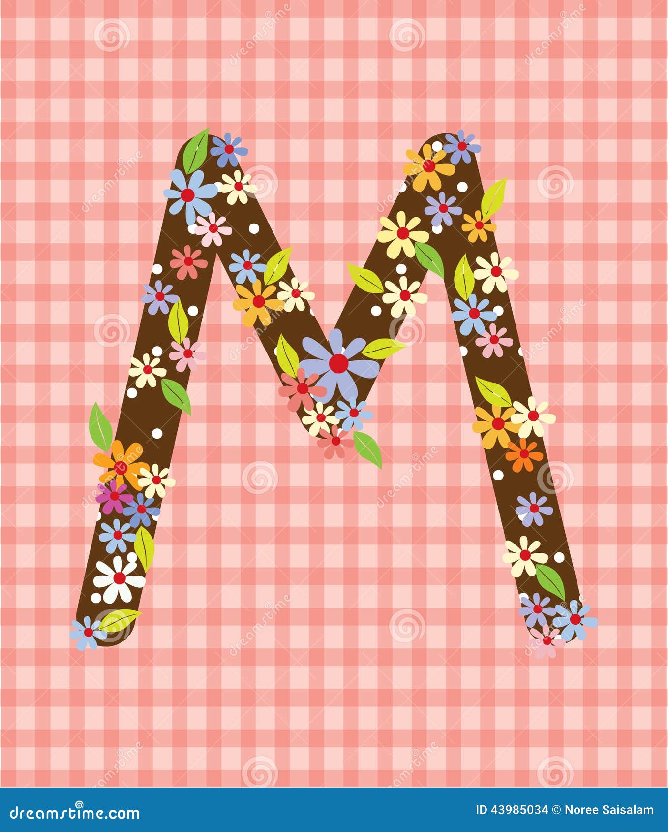 The Letter M Bright Floral Element of Colorful Alphabet in Stock Vector ...