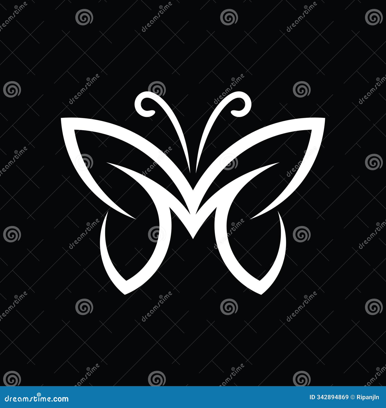 Letter M Butterfly and Leaves, Logo Design Inspiration Stock ...