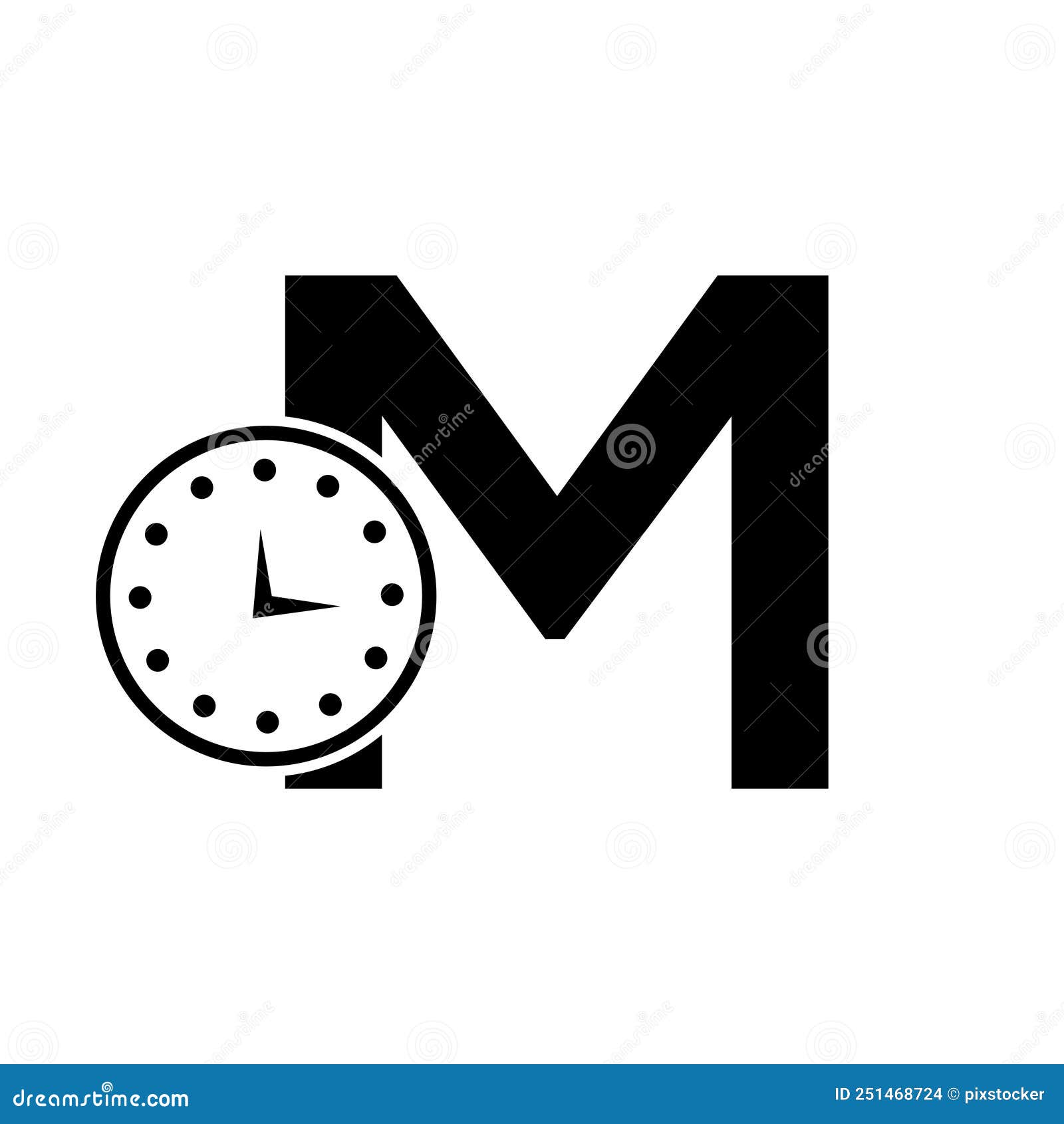 Letter M Clock Logo Design Vector Template Stock Vector - Illustration ...