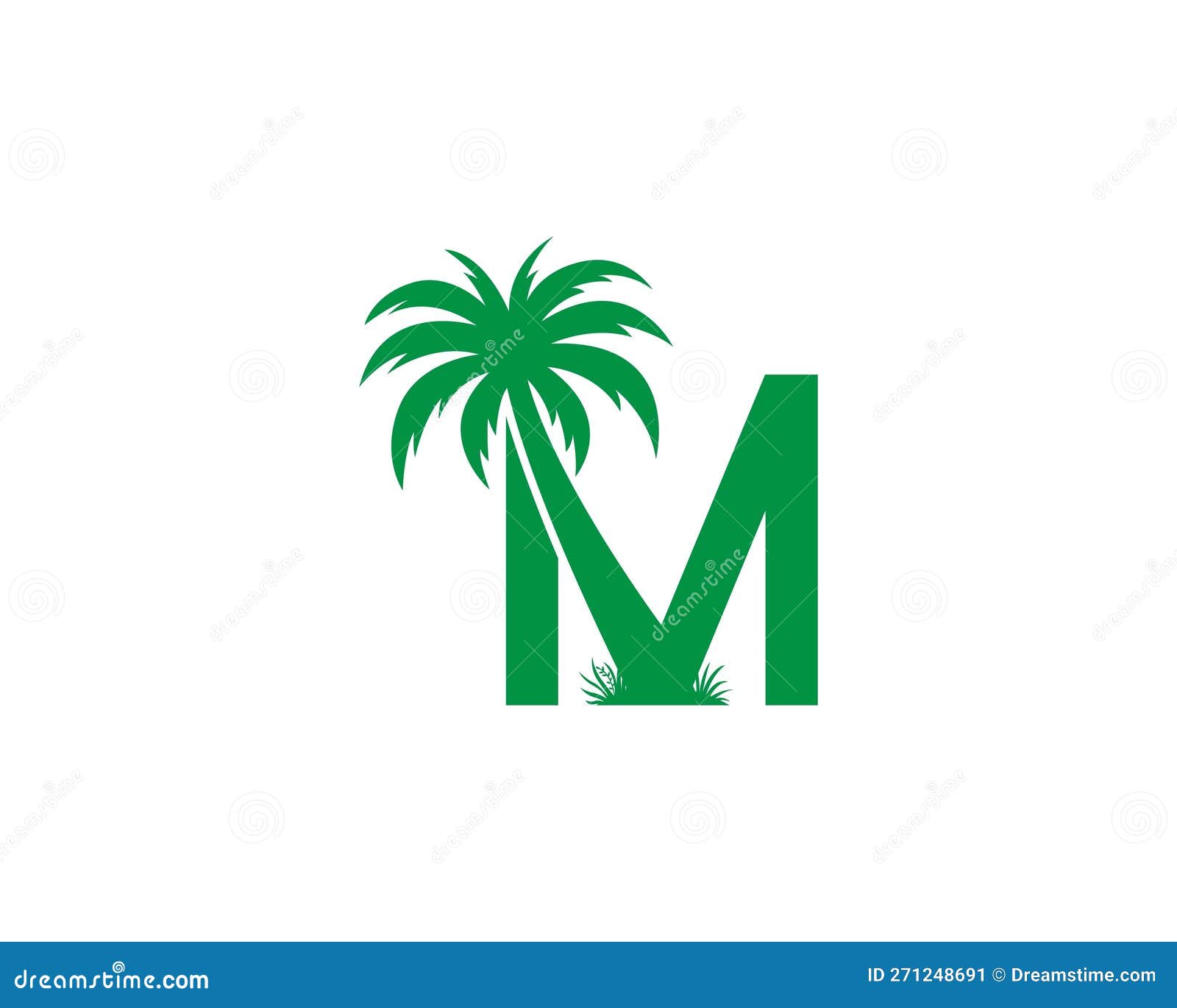 Letter M with Coconut and Palm Tree Logo Design. Stock Vector ...
